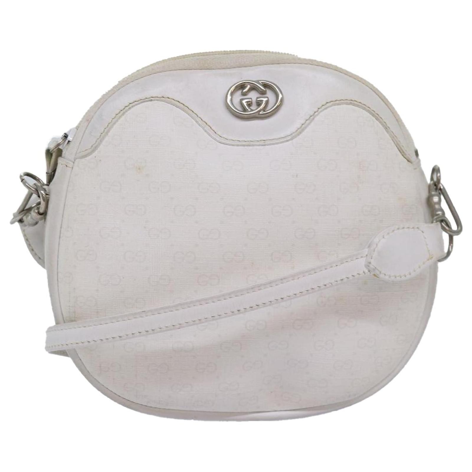 GUCCI Micro GG Supreme Shoulder Bag PVC Leather White Auth 75267 ref ...