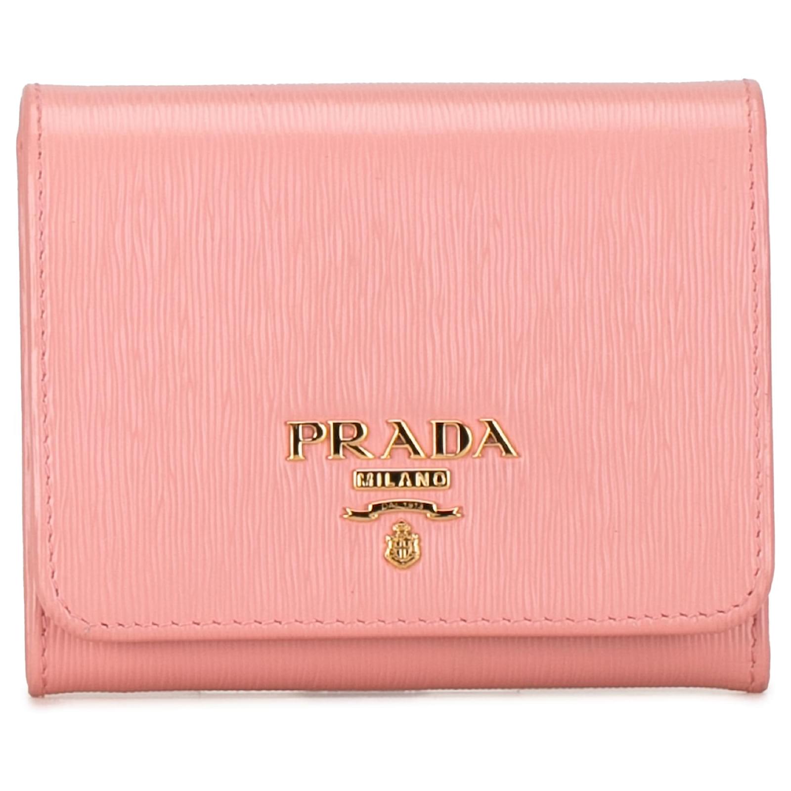 Prada Pink Vitello Move Compact Wallet Leather Pony-style calfskin ref ...