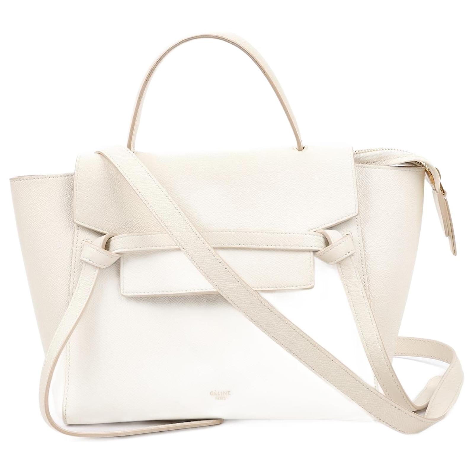 Céline CELINE Belt Bag Micro Leather 2way Handbag in White Beige ref ...