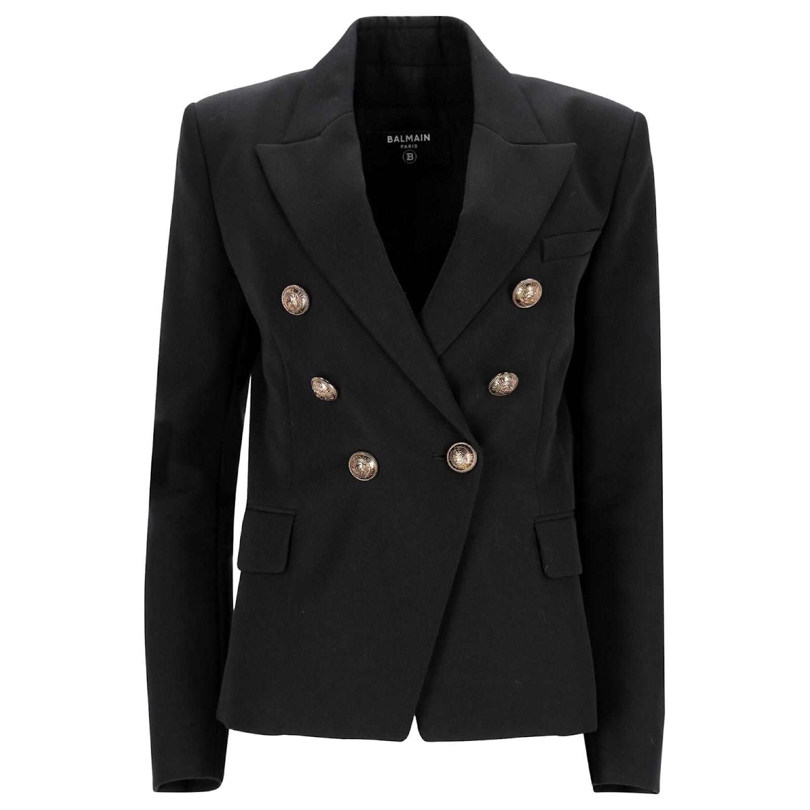 Balmain Double-Breasted Blazer in Black Wool ref.1418686 - Joli Closet