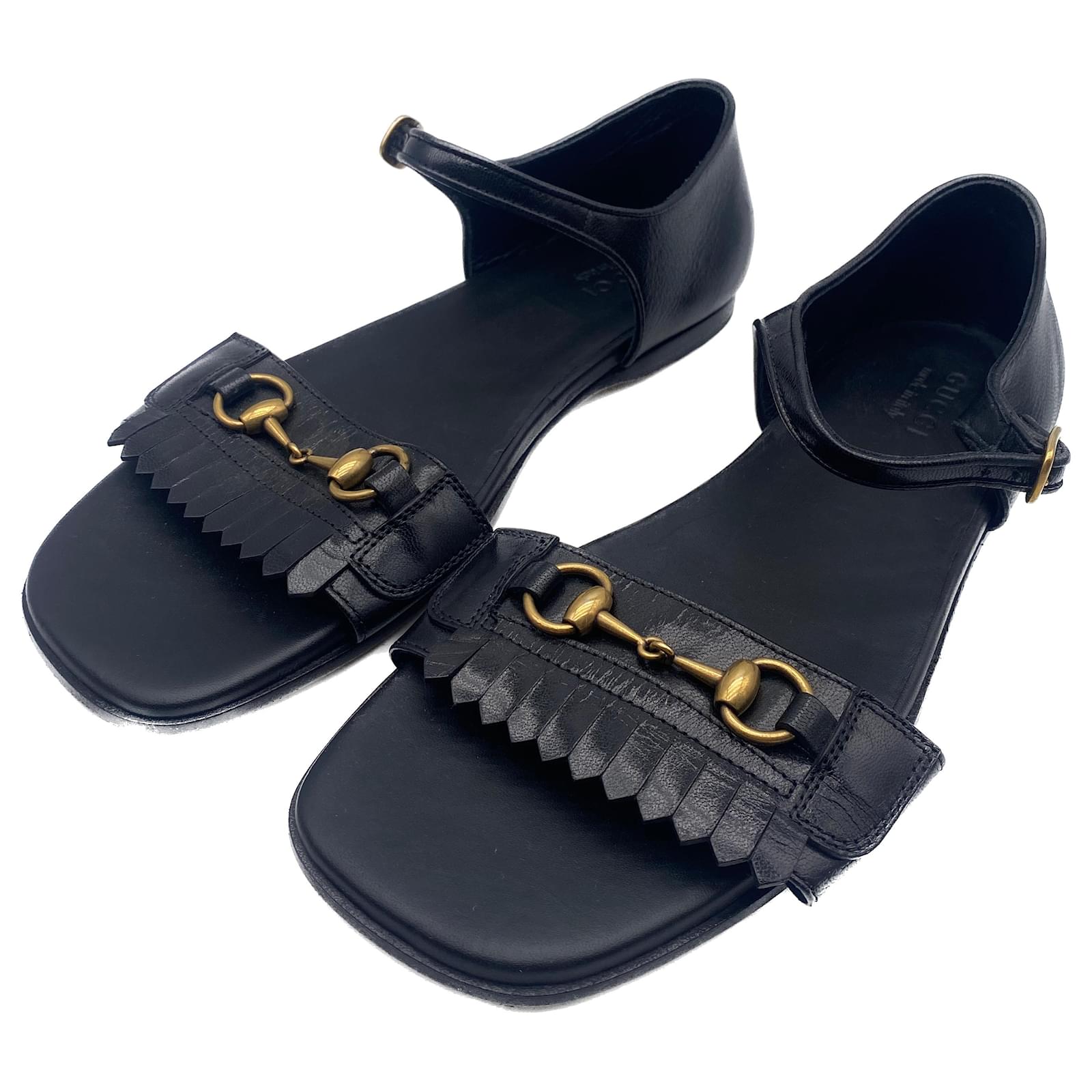 GUCCI Sandals T.US 9 leather Black ref.1419219 - Joli Closet