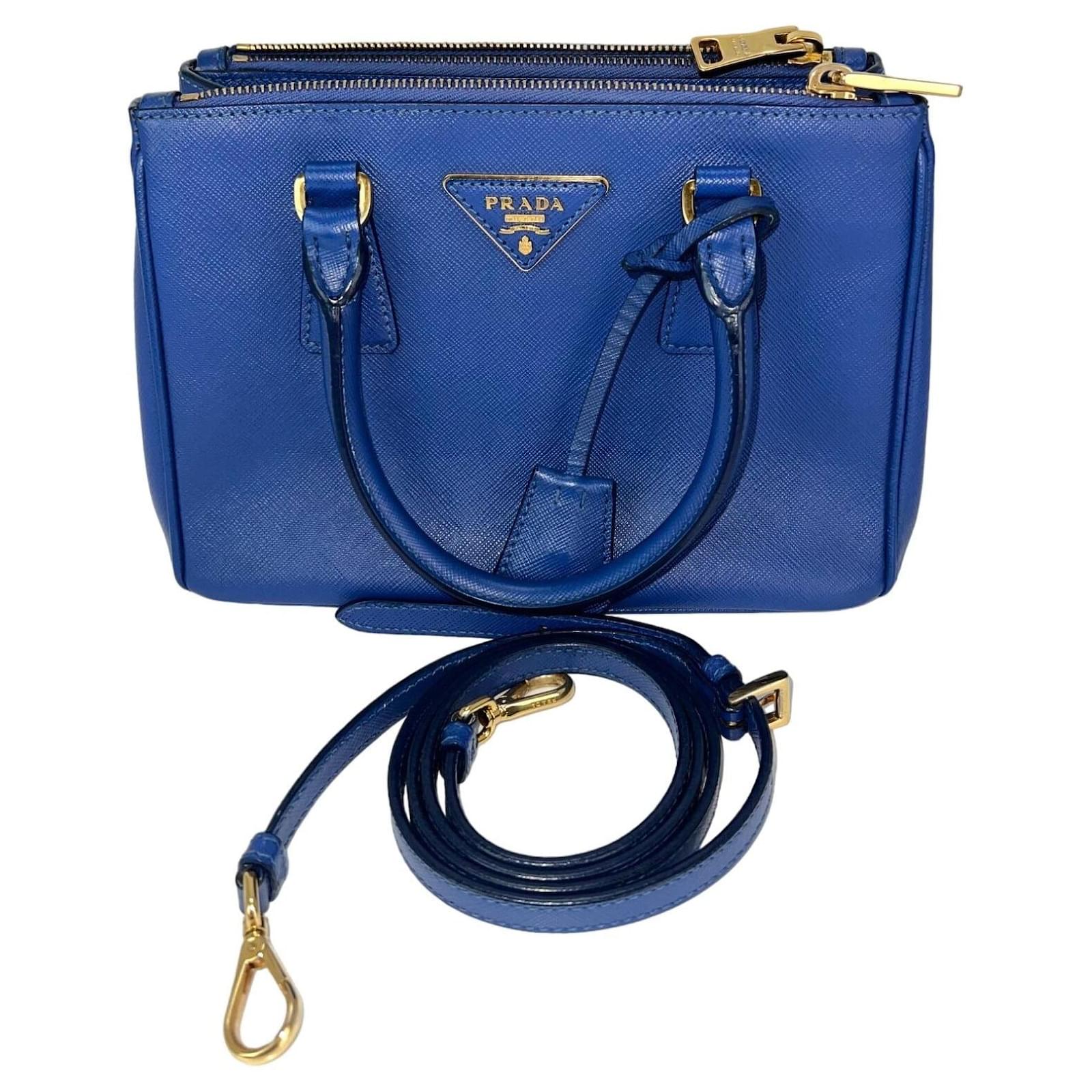 PRADA Small Galleria Saffiano Leather Blue Crossbody Bag ref.1419509 ...