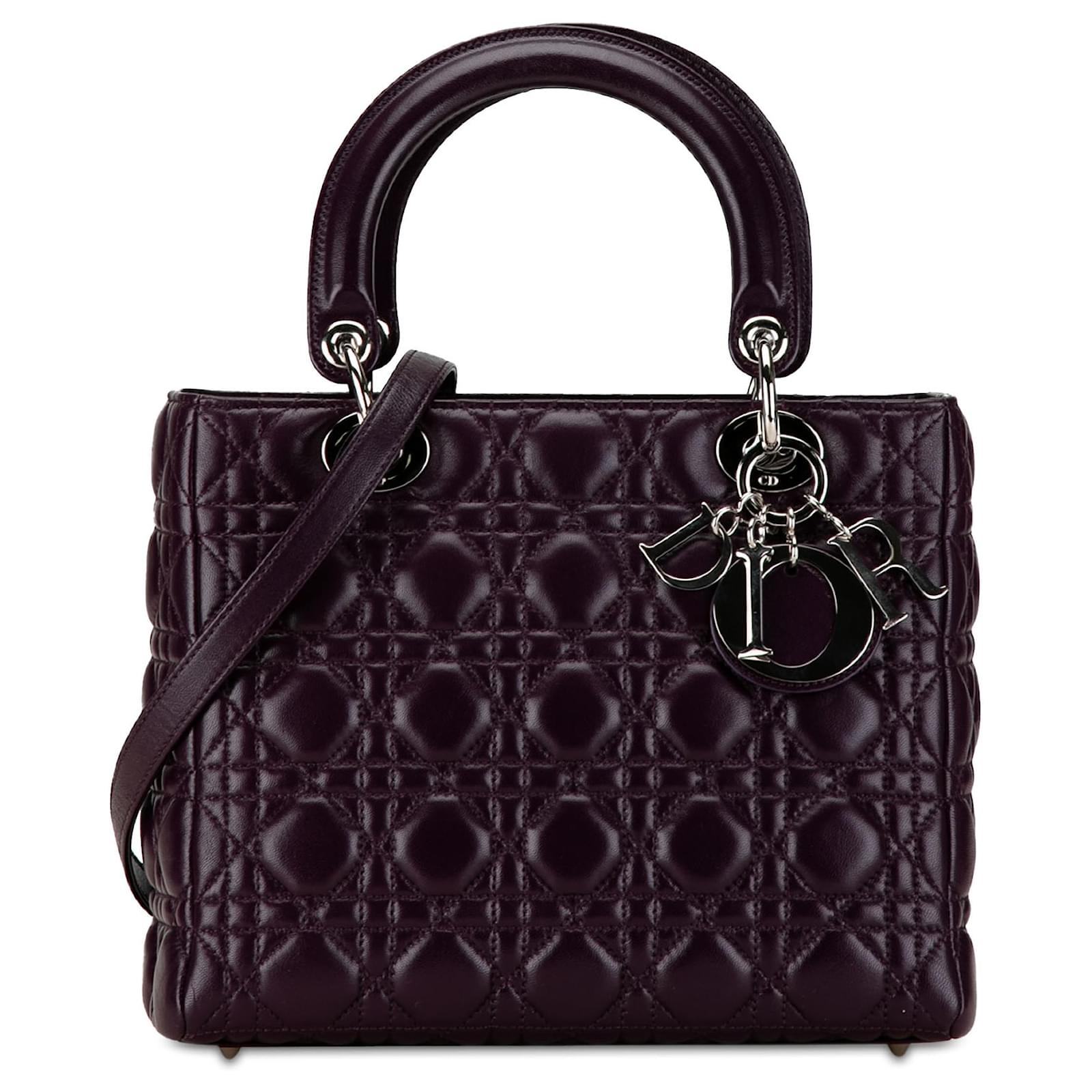 Dior Purple Medium Lambskin Cannage Lady Dior (Sold) - Joli Closet