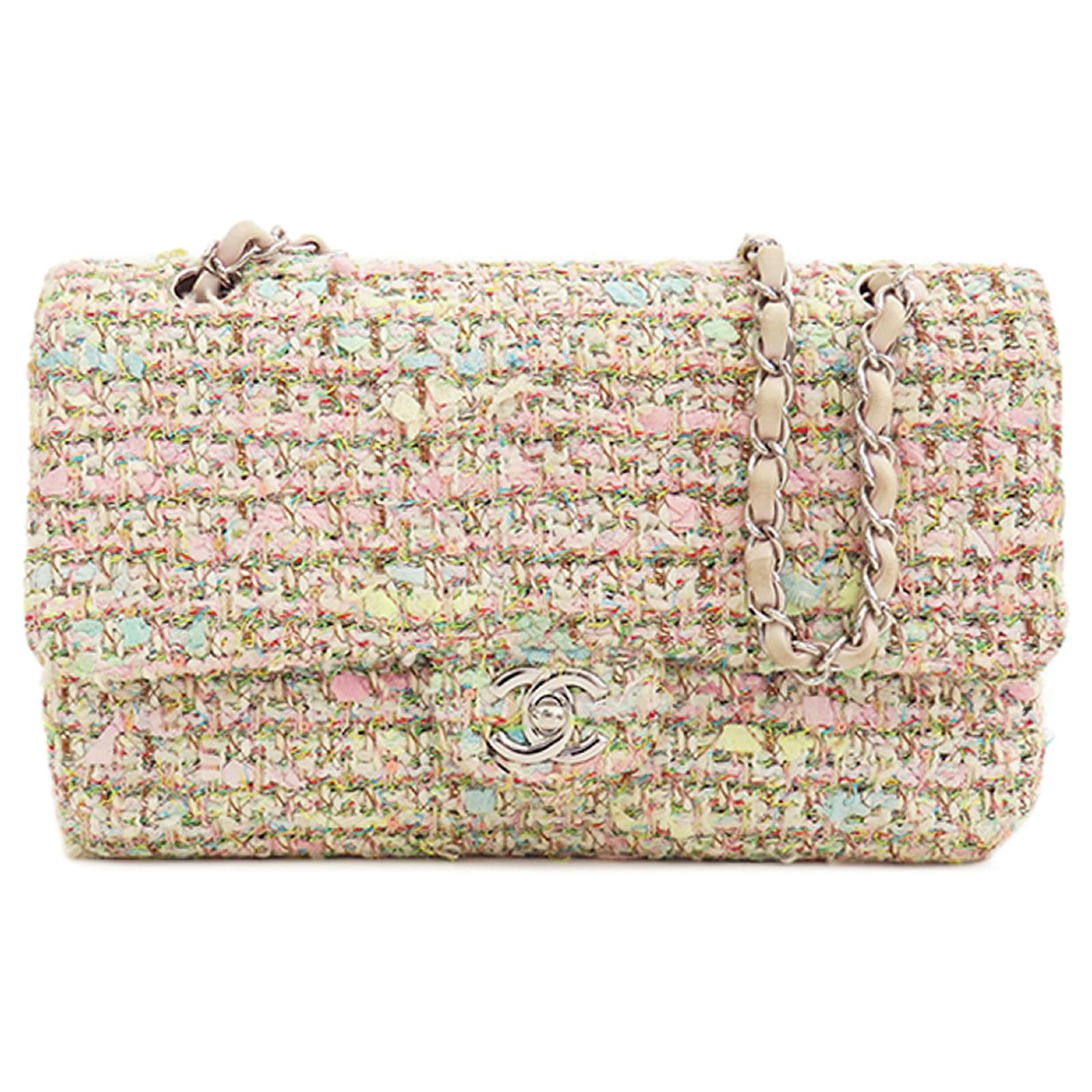 Chanel Pink Medium Classic Tweed Double Flap (Sold) - Joli Closet