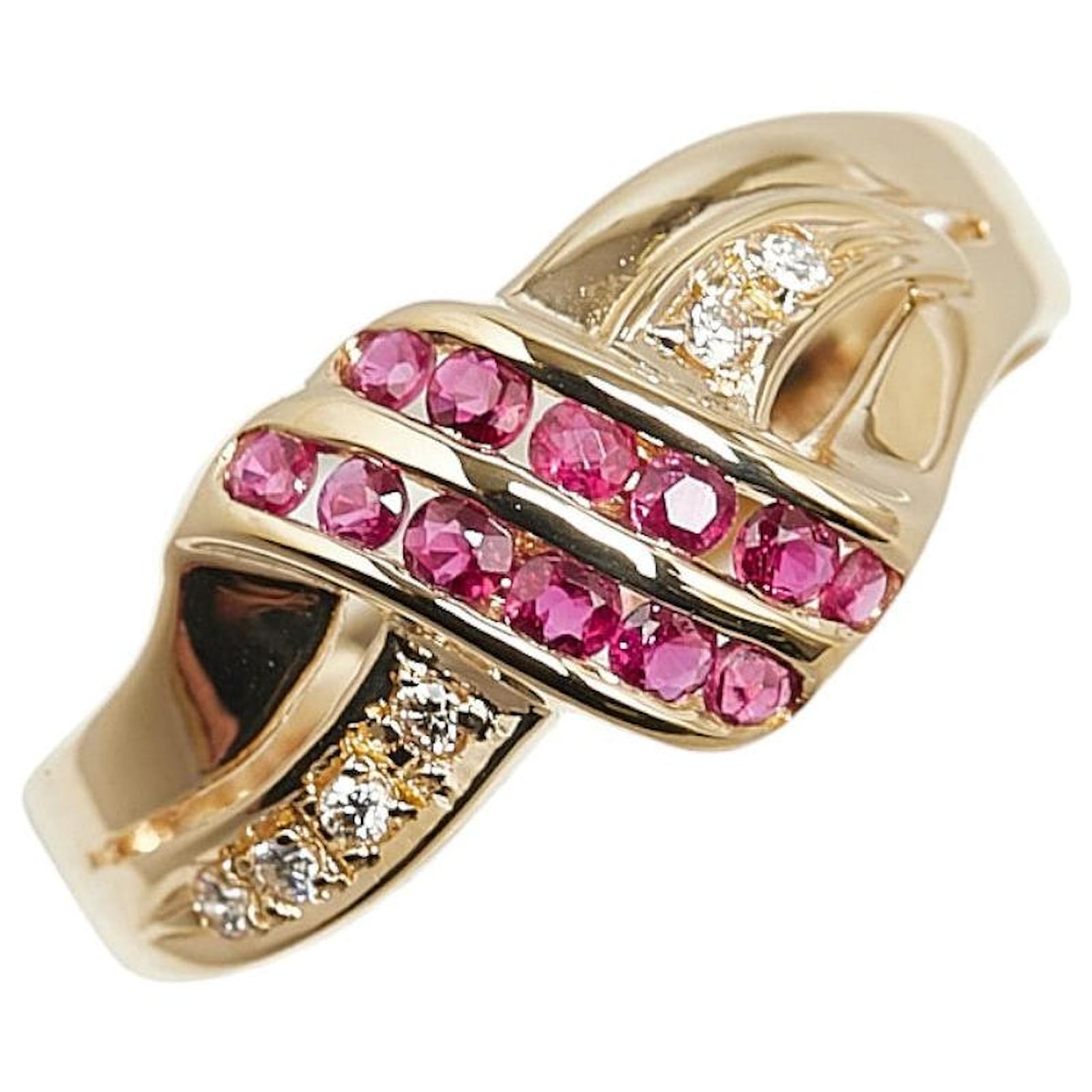 & Other Stories LuxUness 18K Ruby Diamond Ring Metal Ring in Excellent ...