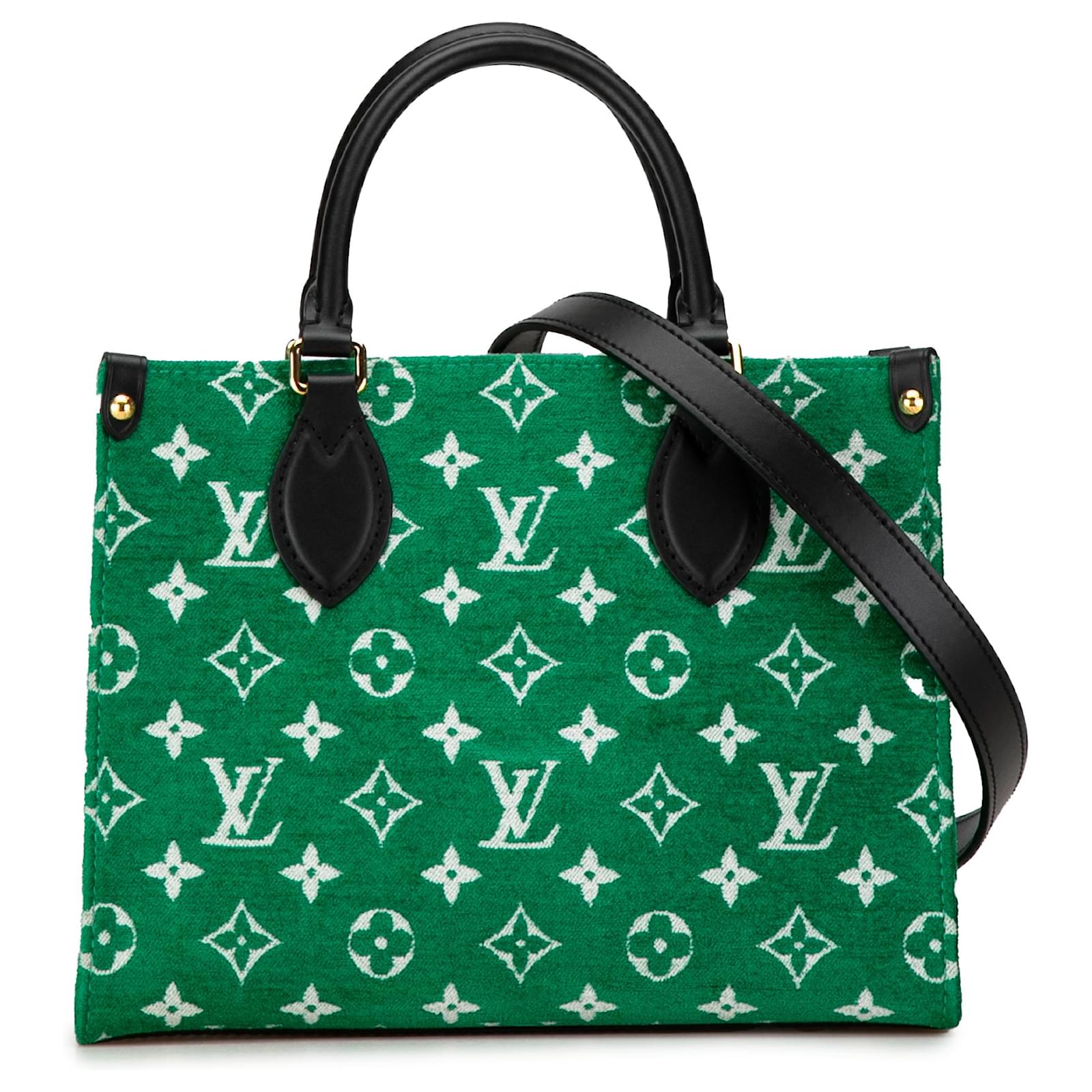 Louis Vuitton Green LV Match Monogram Jacquard Velvet OnTheGo PM Pony ...