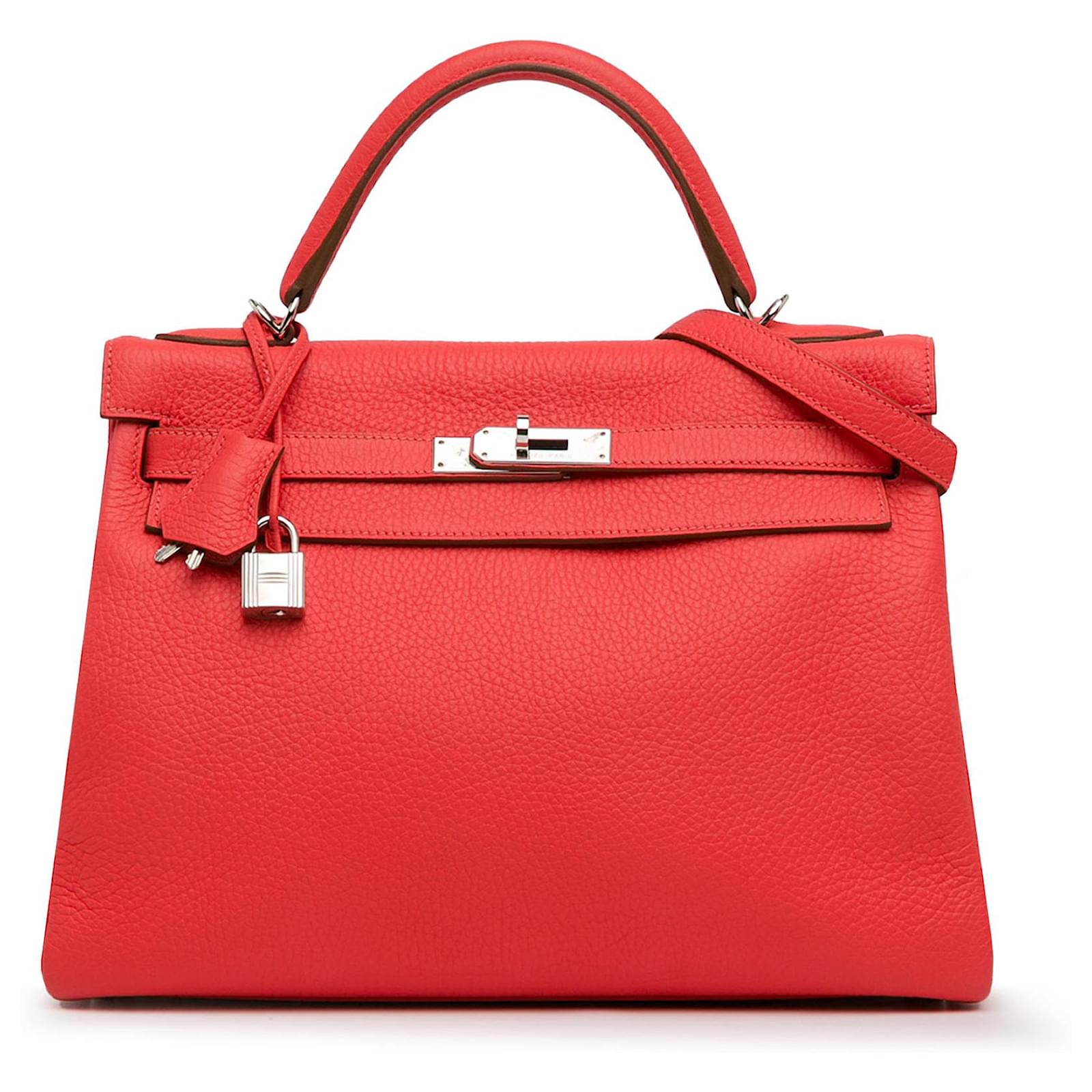 Hermès Red Togo Kelly Retourne 32 Leather Pony-style calfskin ref ...