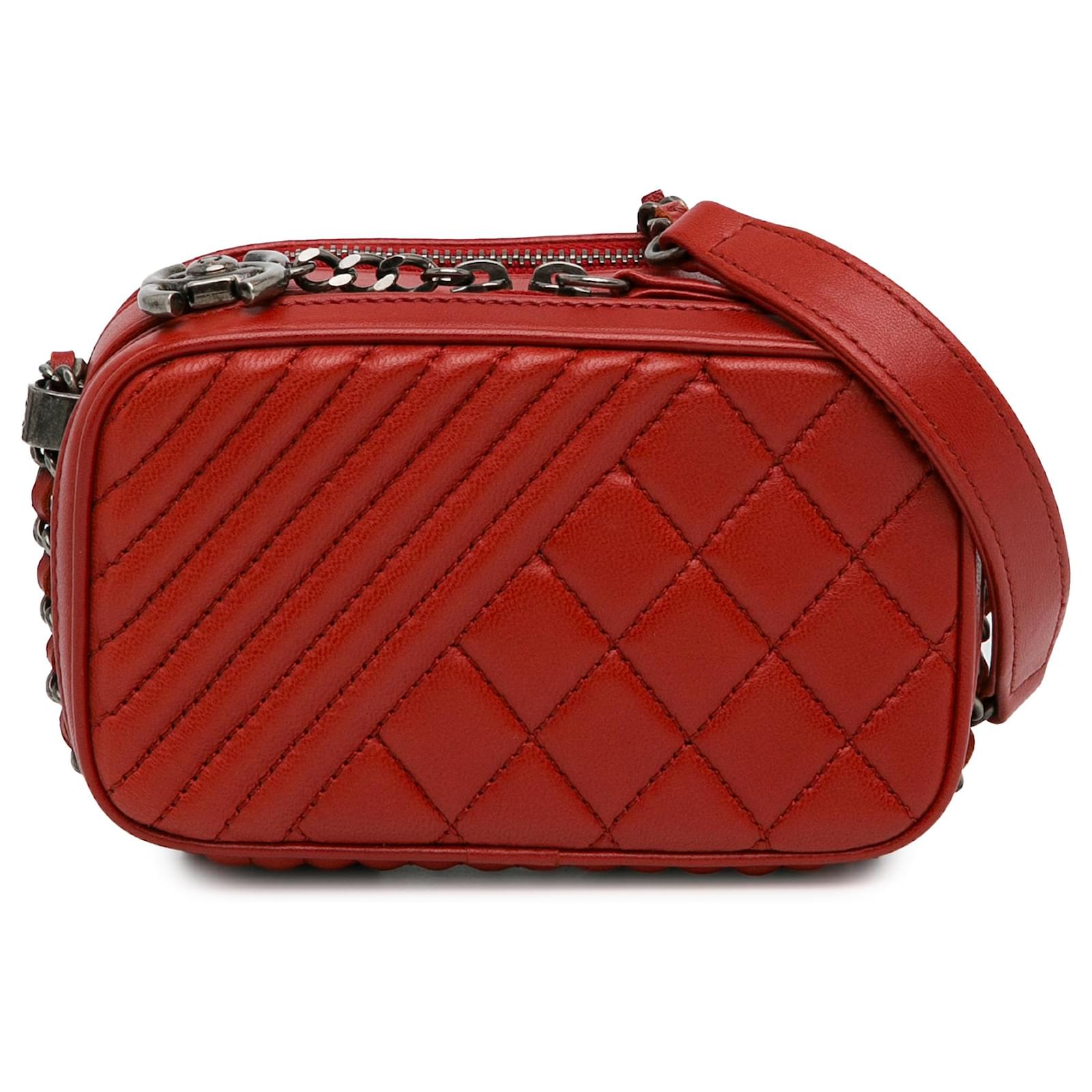 Chanel Red Mini Coco Boy Camera Bag Leather ref.1425102 - Joli Closet