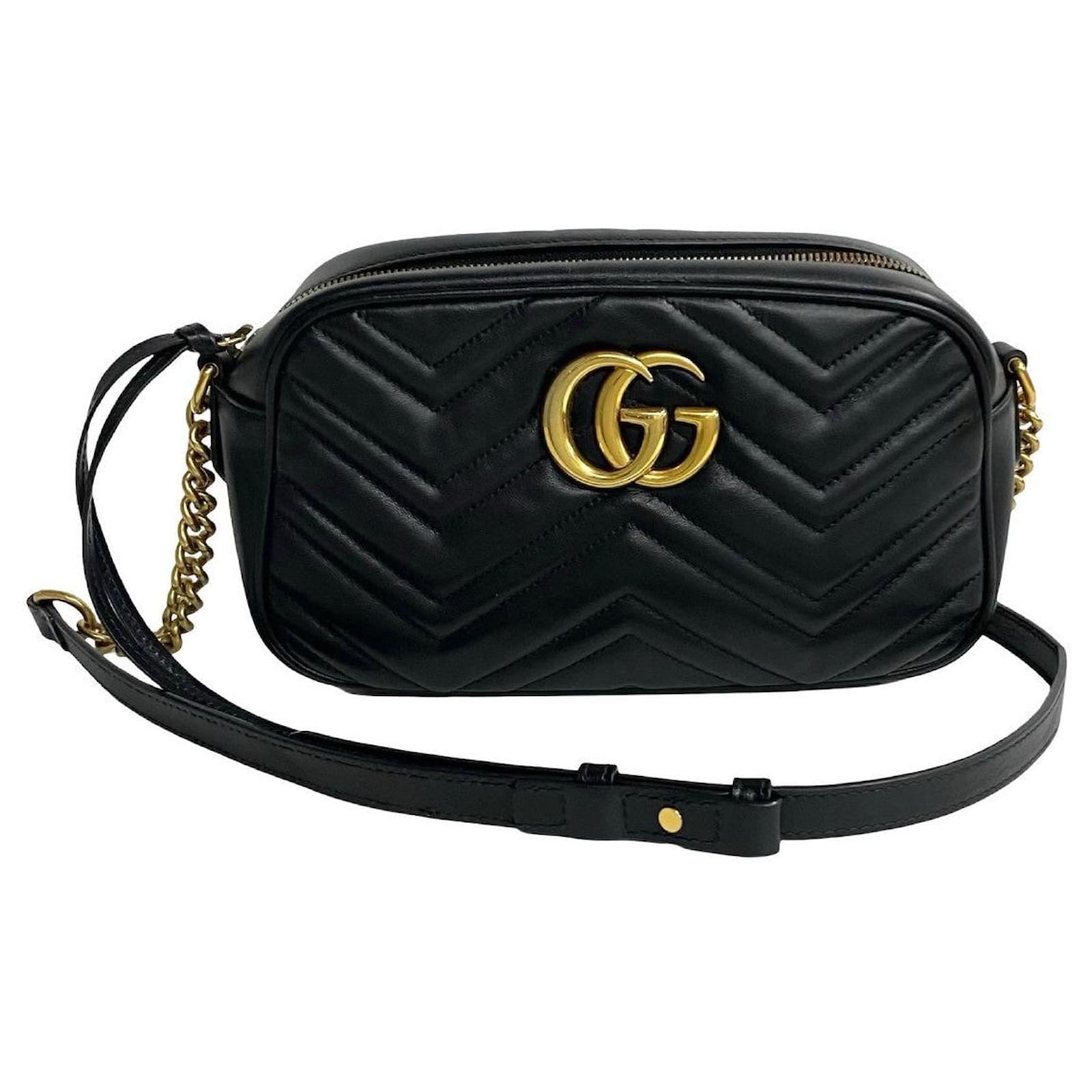 Gucci Gucci Gg Marmont Chain Shoulder Bag Black Leather Shoulder Bag ...