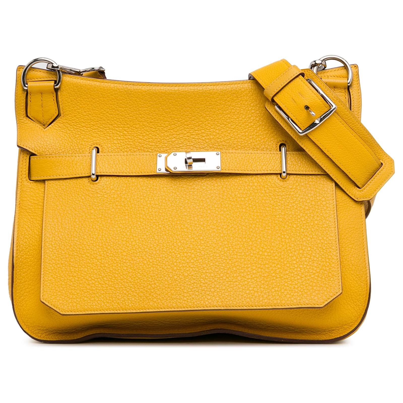 Hermès Yellow Taurillon Clemence Jypsiere 34 Leather Pony-style ...