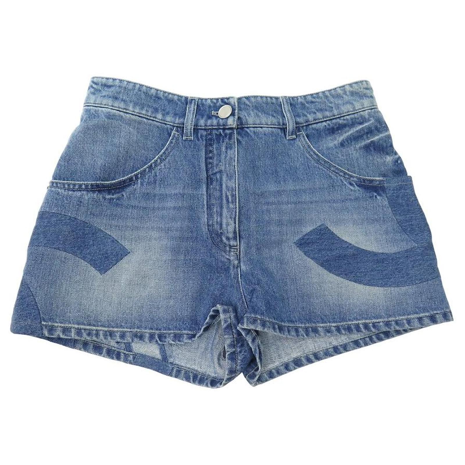 NINE CHANEL LOGO CC BLUE DENIM SHORTS P55909V42309 SIZE 38 M NEW JEAN ...