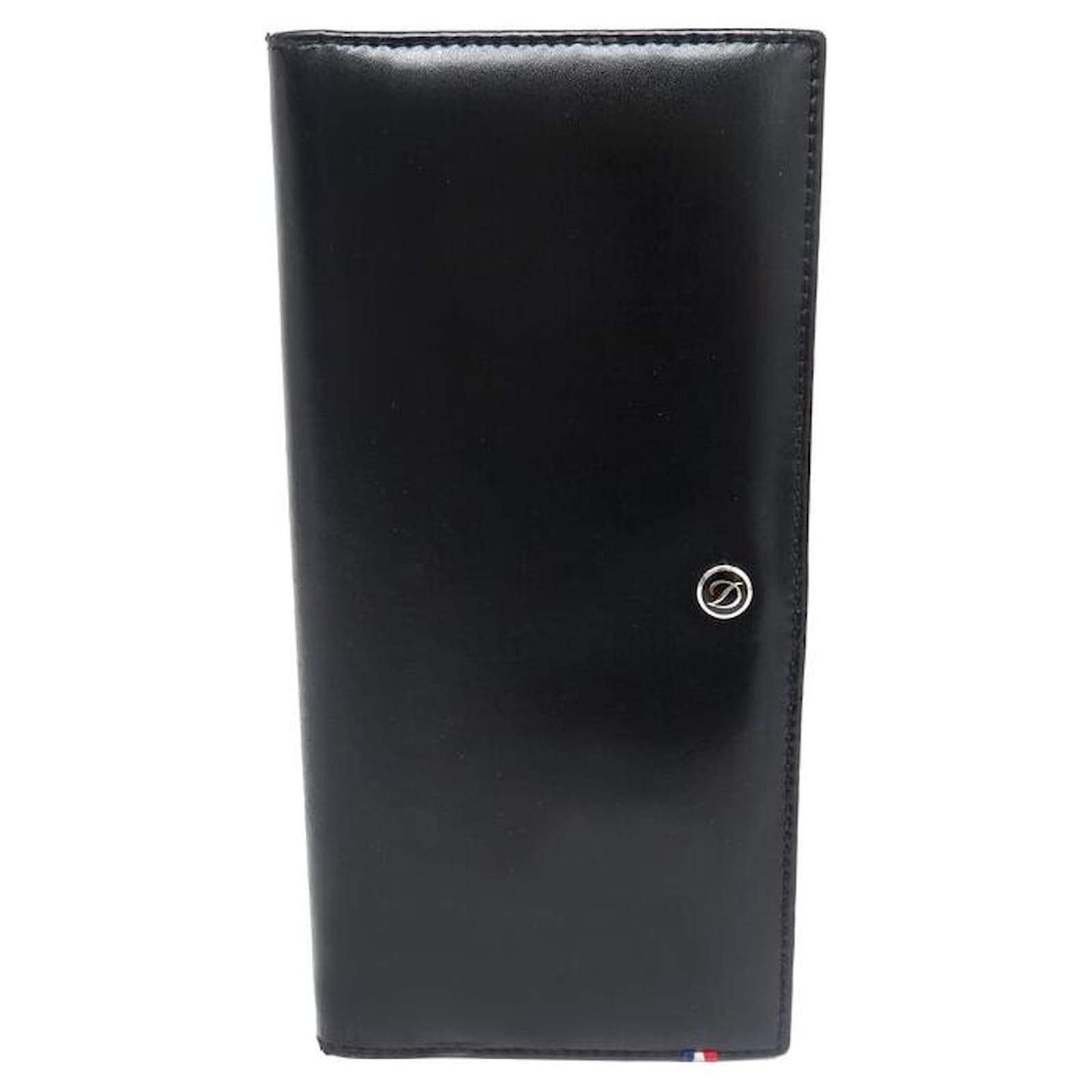 NINE ST DUPONT LINE D LONG WALLET 180045 BLACK LEATHER BOX BLACK WALLET ...