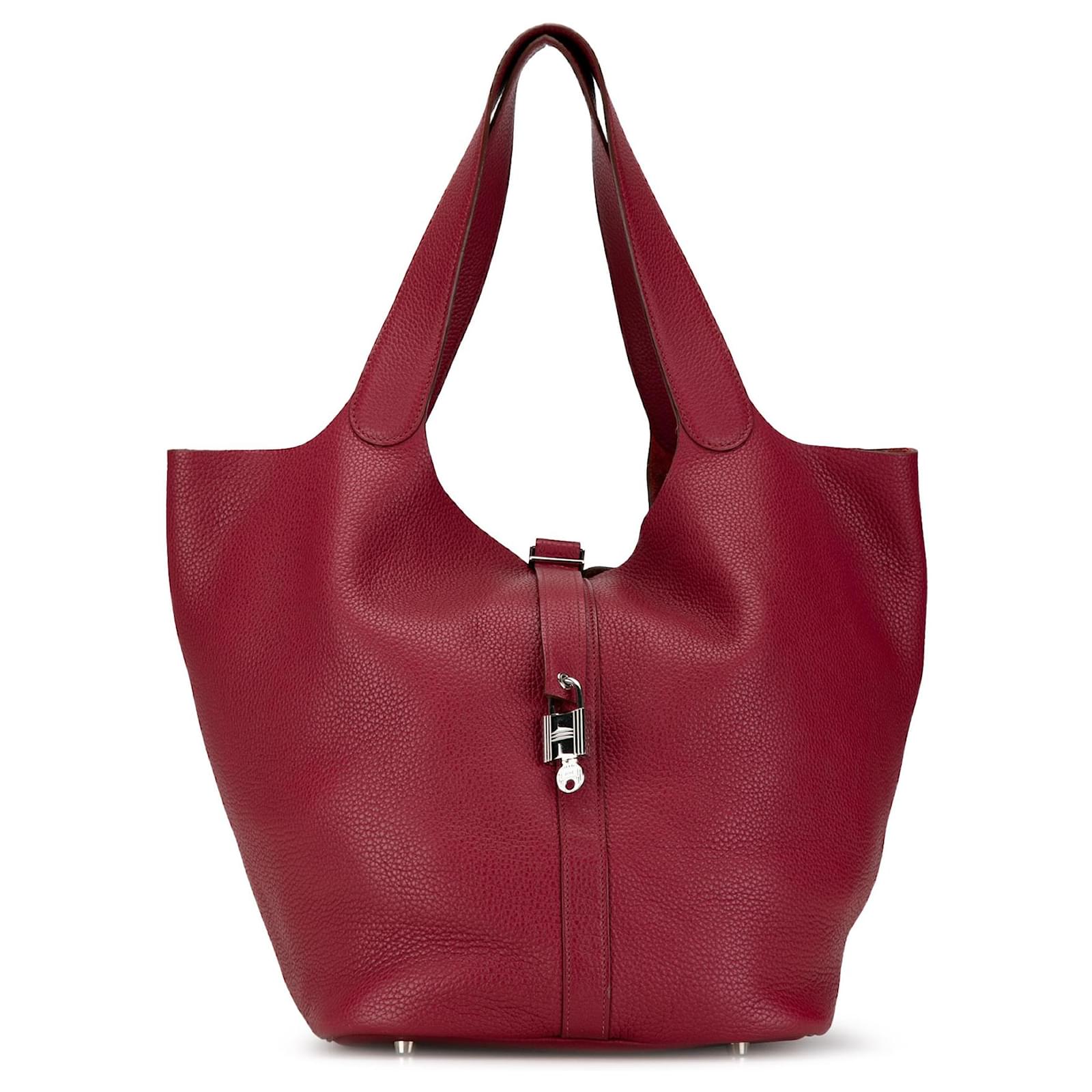 Hermès Red Clemence Picotin Lock 31 Dark red Leather Pony-style ...