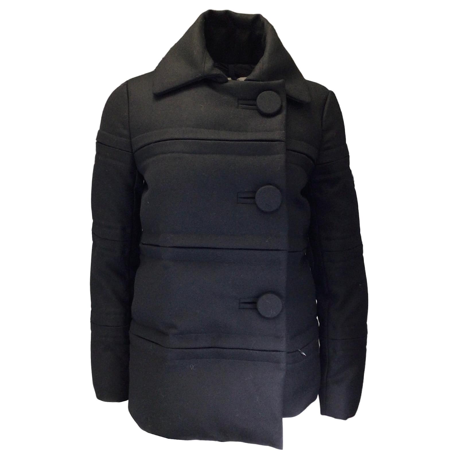 Moncler Black Cabin Hostess Button-front Wool Puffer Jacket ref.1428363 ...