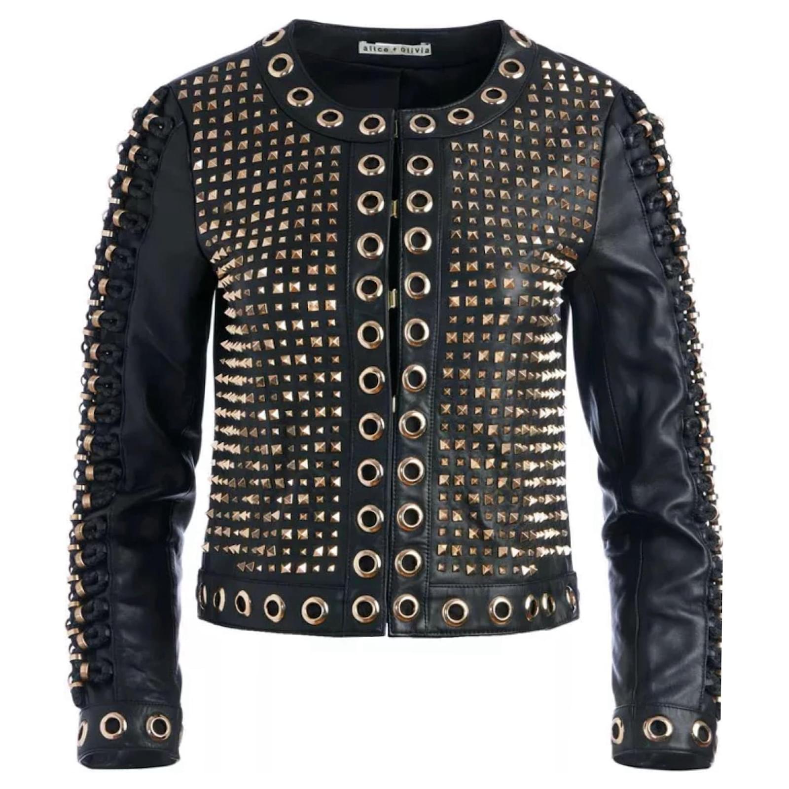 Alice + Olivia Black Kidman Grommet Leather Jacket ref.1429639 - Joli ...