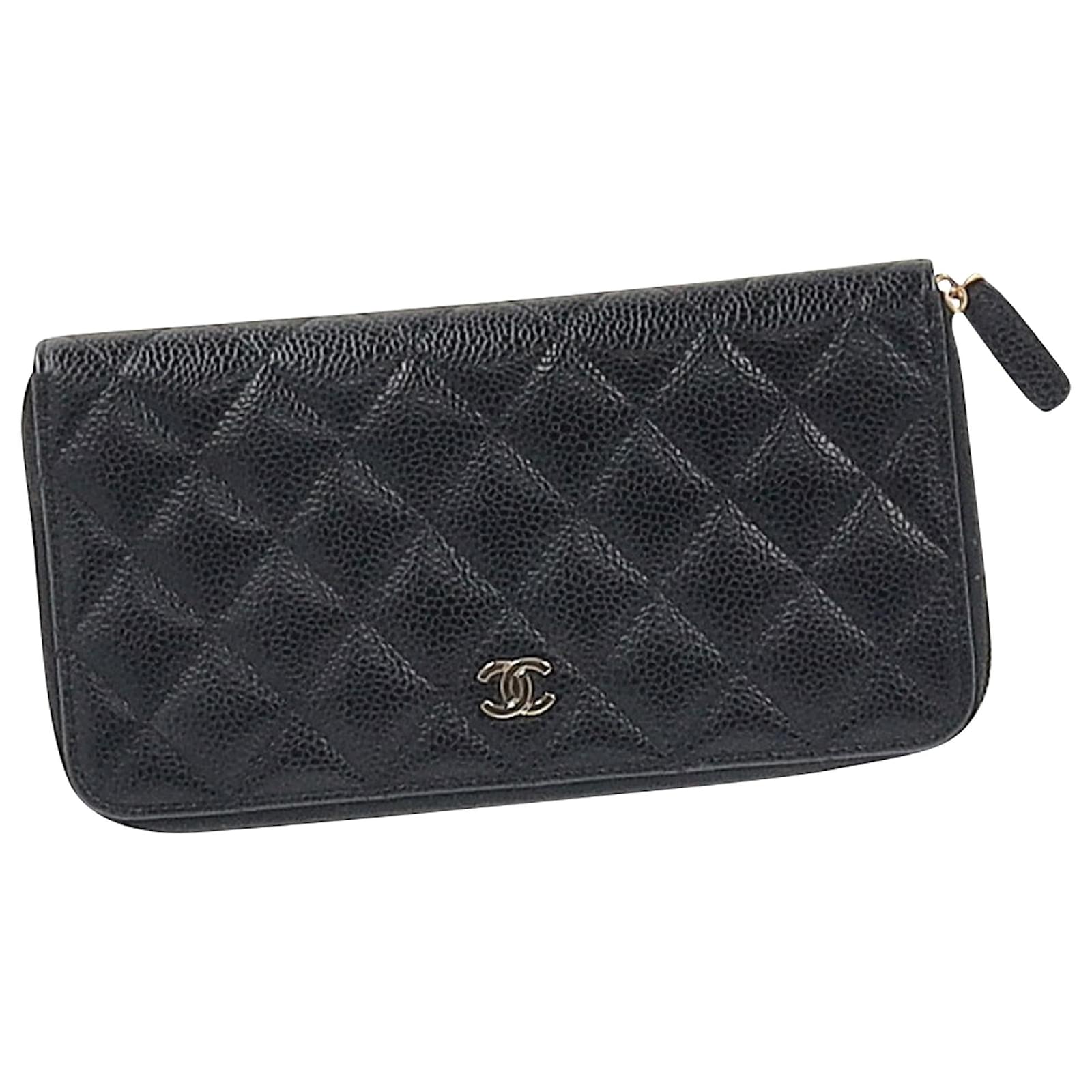 Timeless Chanel Zip Around Long Wallet in Black Leather ref.1429699 ...