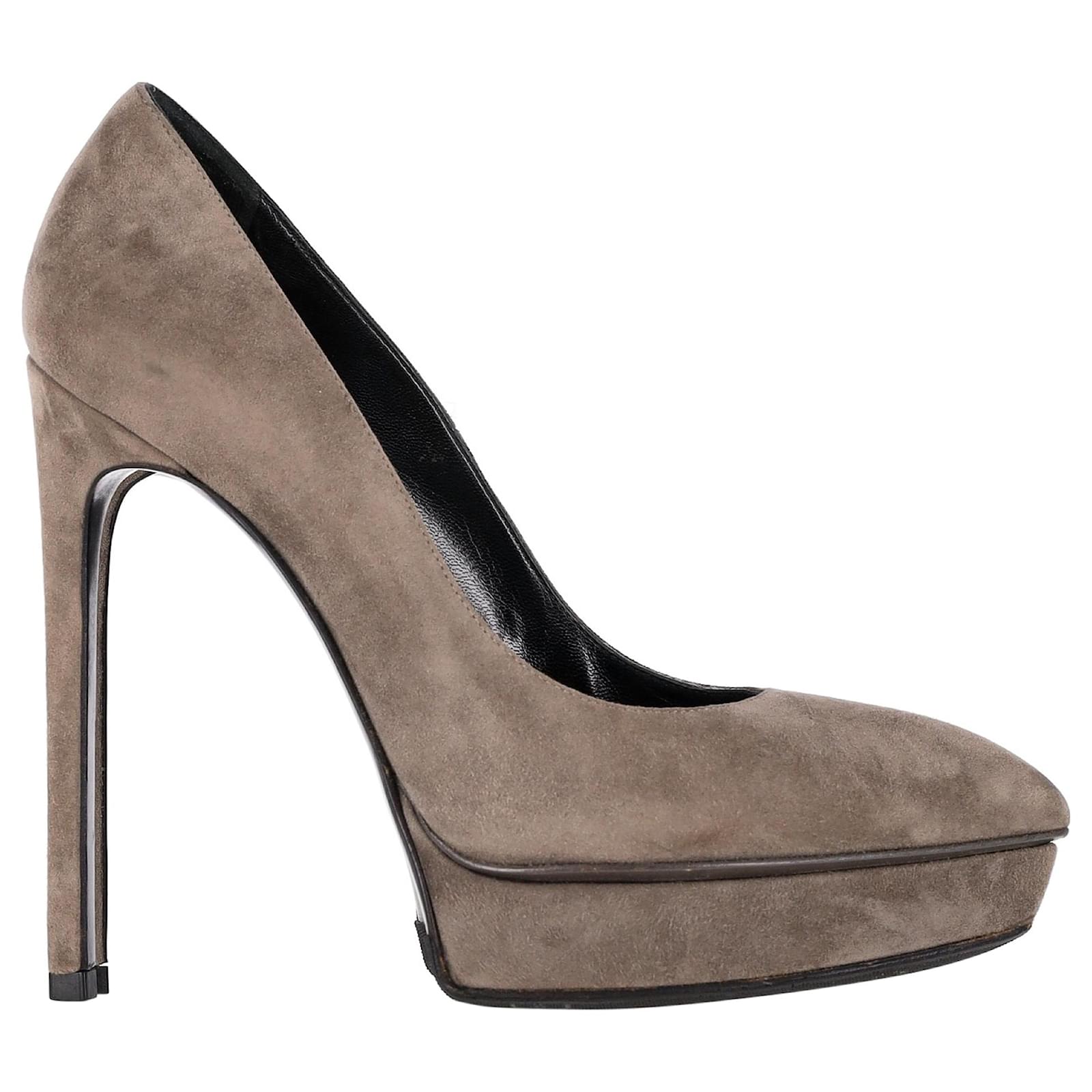 Saint Laurent Paris Janis Platform Pumps in Grey Suede ref.1431297 ...