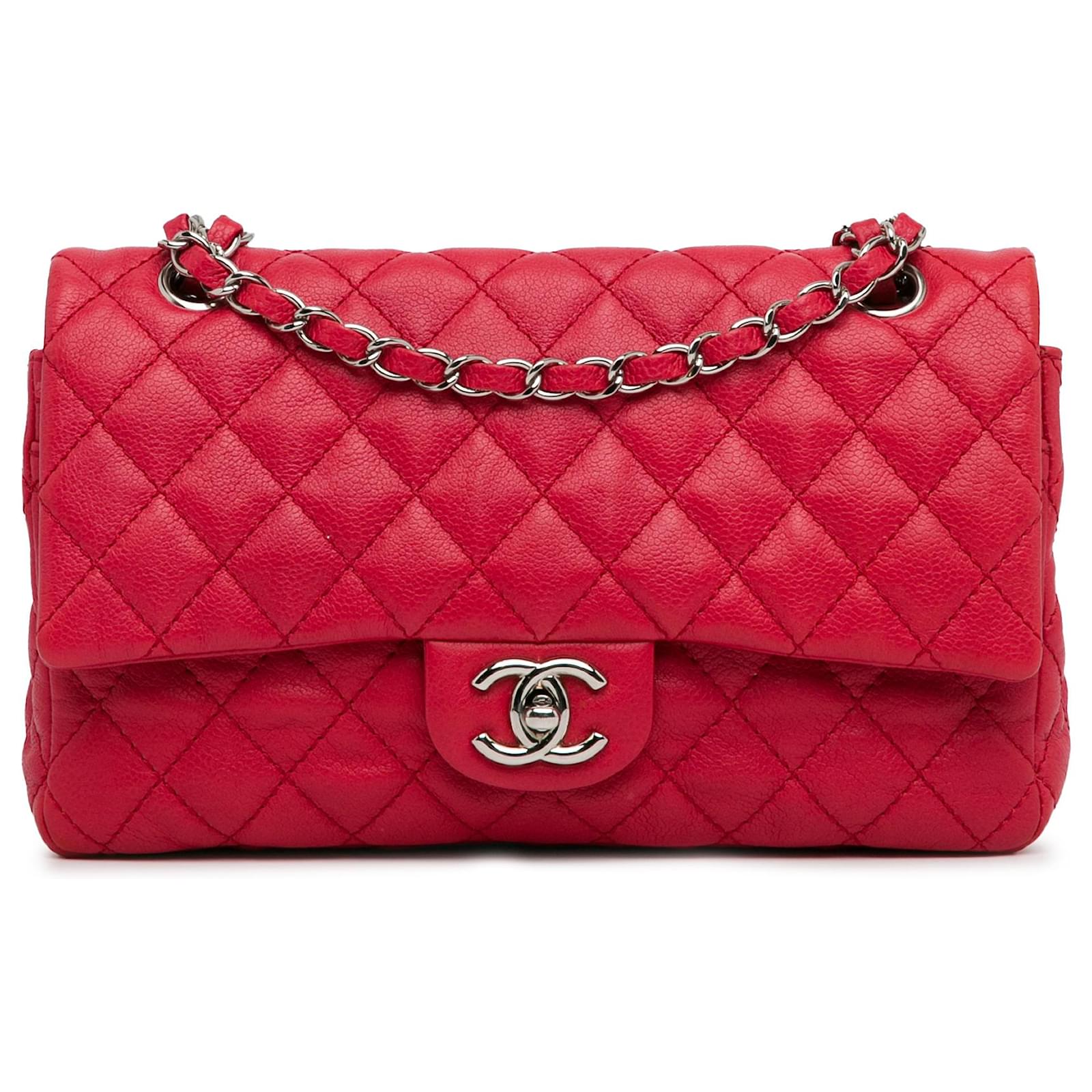 Chanel Red Medium Classic Caviar Double Flap Leather ref.1431672 - Joli ...