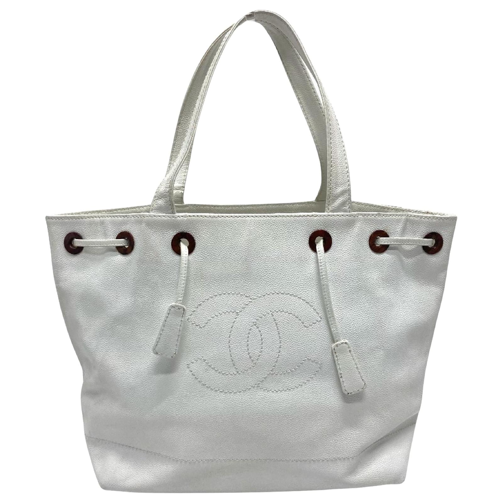 Chanel Logo CC White Leather ref.1433870 - Joli Closet