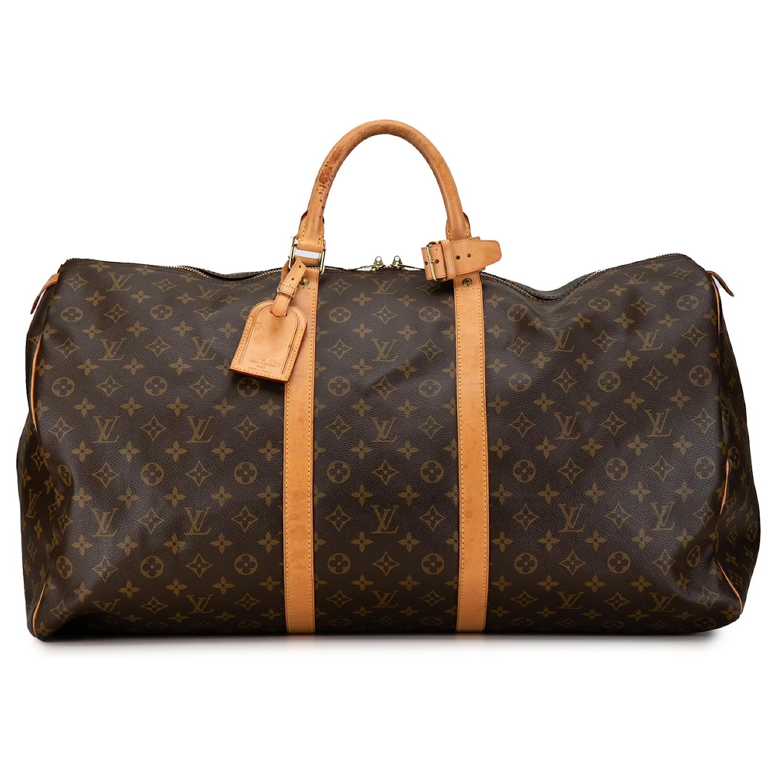 Louis Vuitton Brown Monogram Keepall 60 Leather Cloth ref.1435436 - Joli Closet