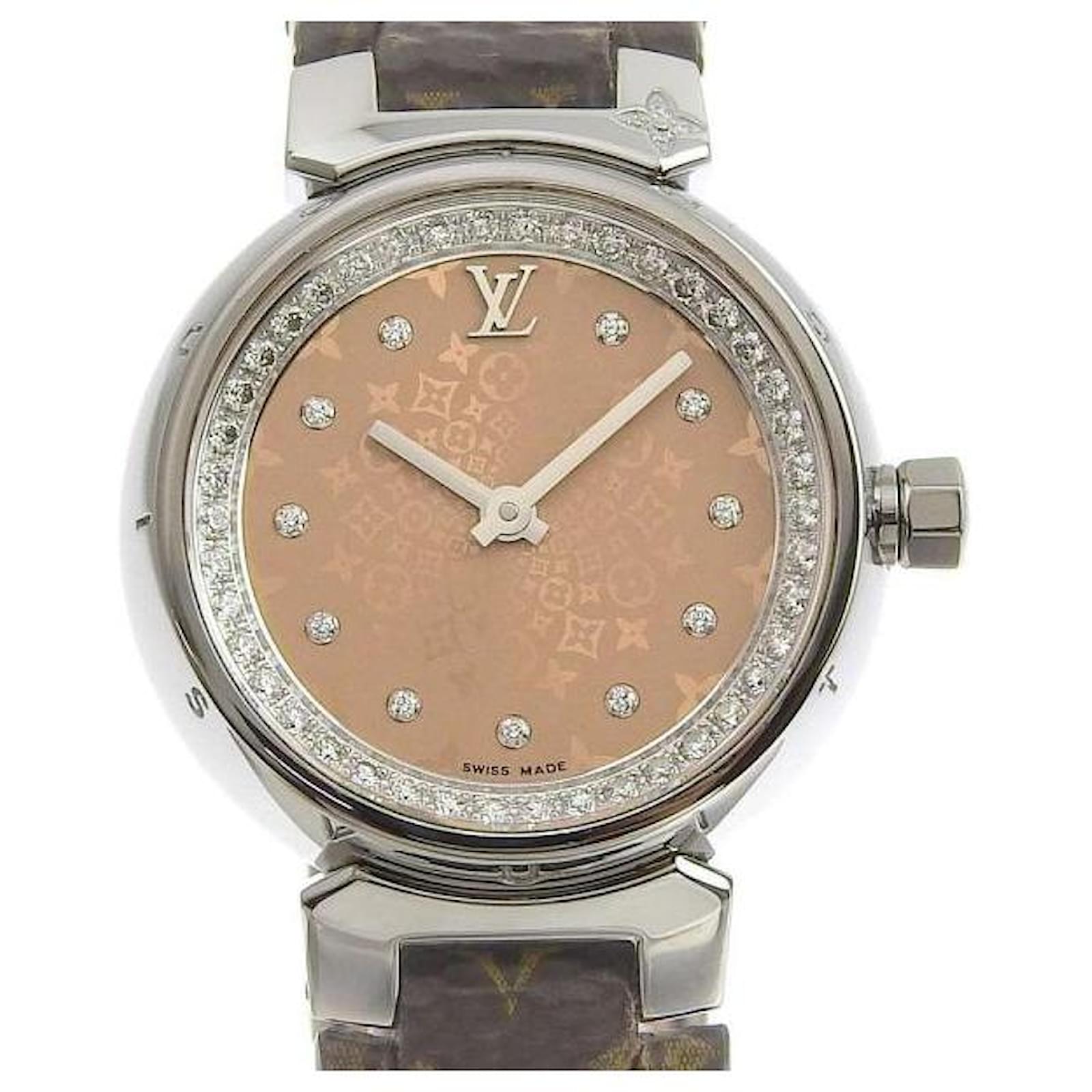 Louis Vuitton Tambour Monogram Index Diamond Ladies Watch, Stainless ...