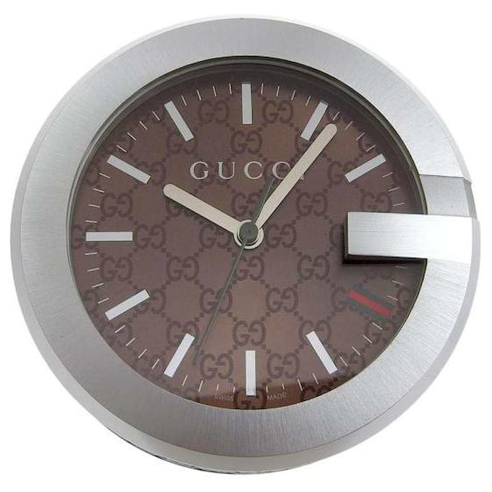 Gucci Sherry Line Gucci Shima G Clock Quartz Table Clock in Brown ...