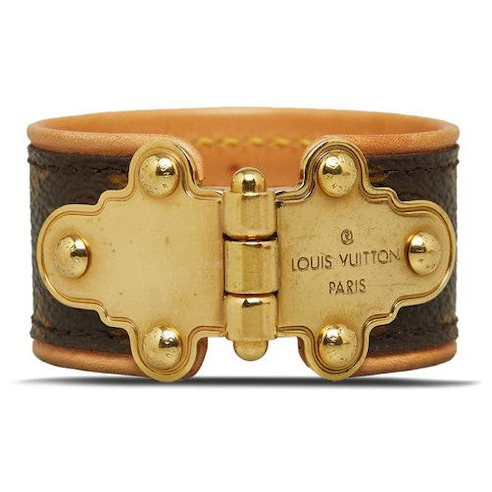 Louis Vuitton Monogram Save It Bangle Armband aus Leder PVC M6611E Braun Leinwand ref.1437132 Joli Closet