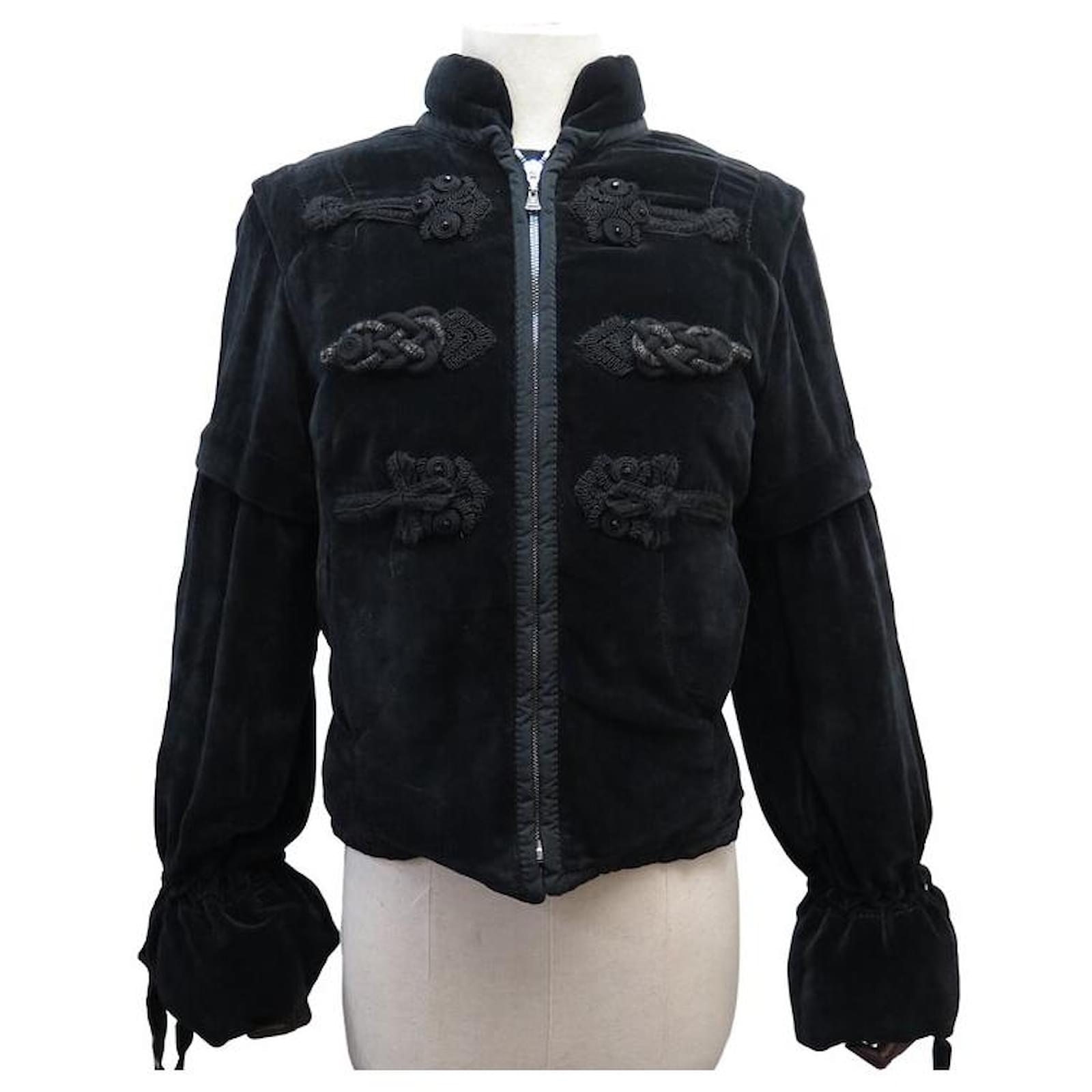 LOUIS VUITTON VELVET TRIMMED JACKET WITH FEATHER EMBELLISHMENT SIZE 36 ...