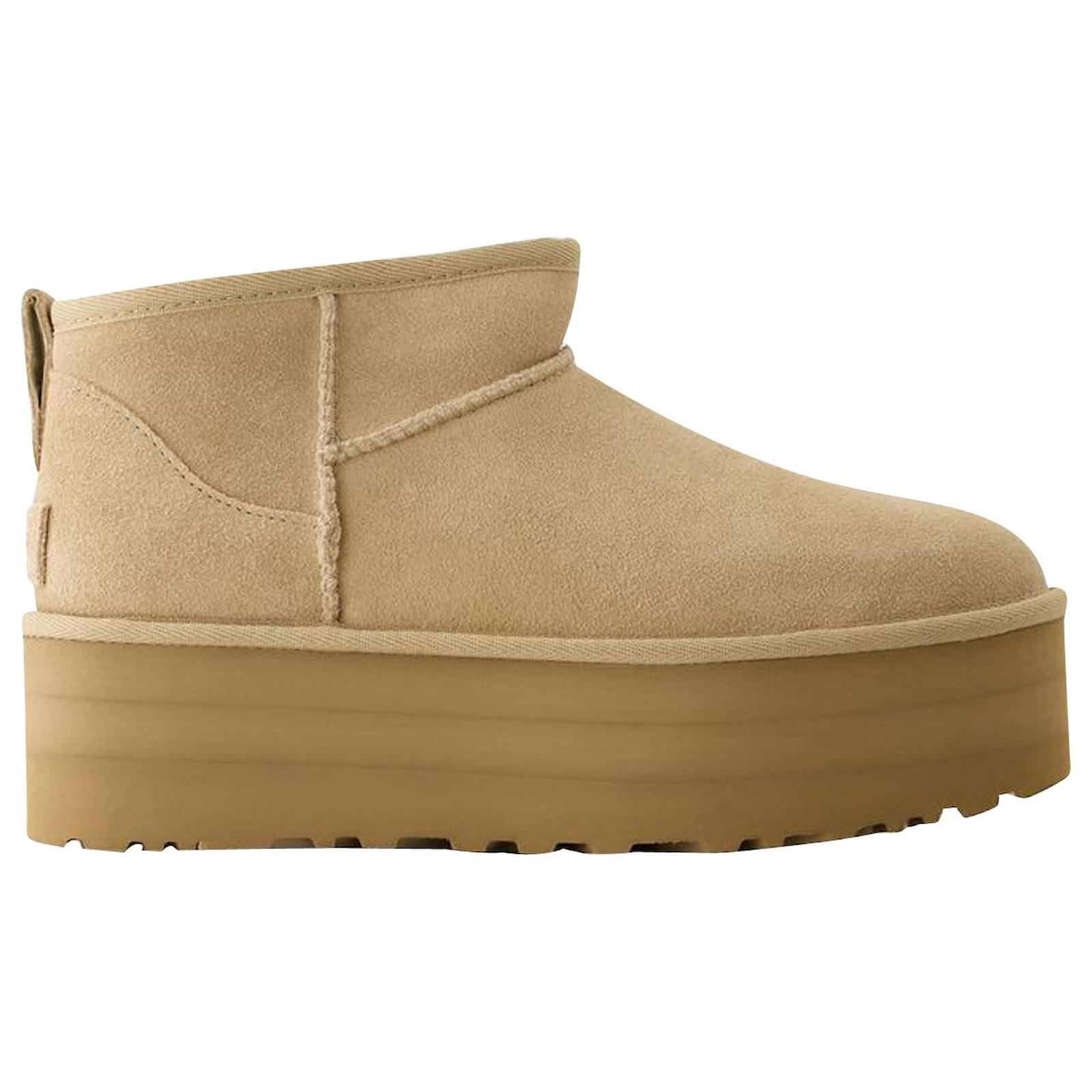 W Classic Ultra Mini Platform Ankle Boots - UGG - Leather - Sand Brown ...
