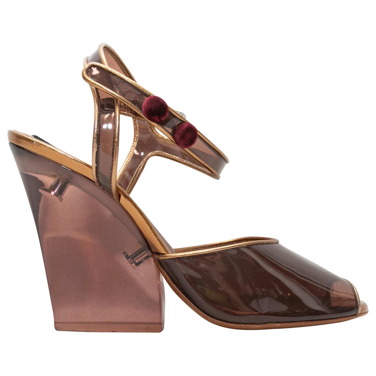 Brown Marc Jacobs Lucite & PVC Wedge Sandals Size 38.5 Cloth ref ...