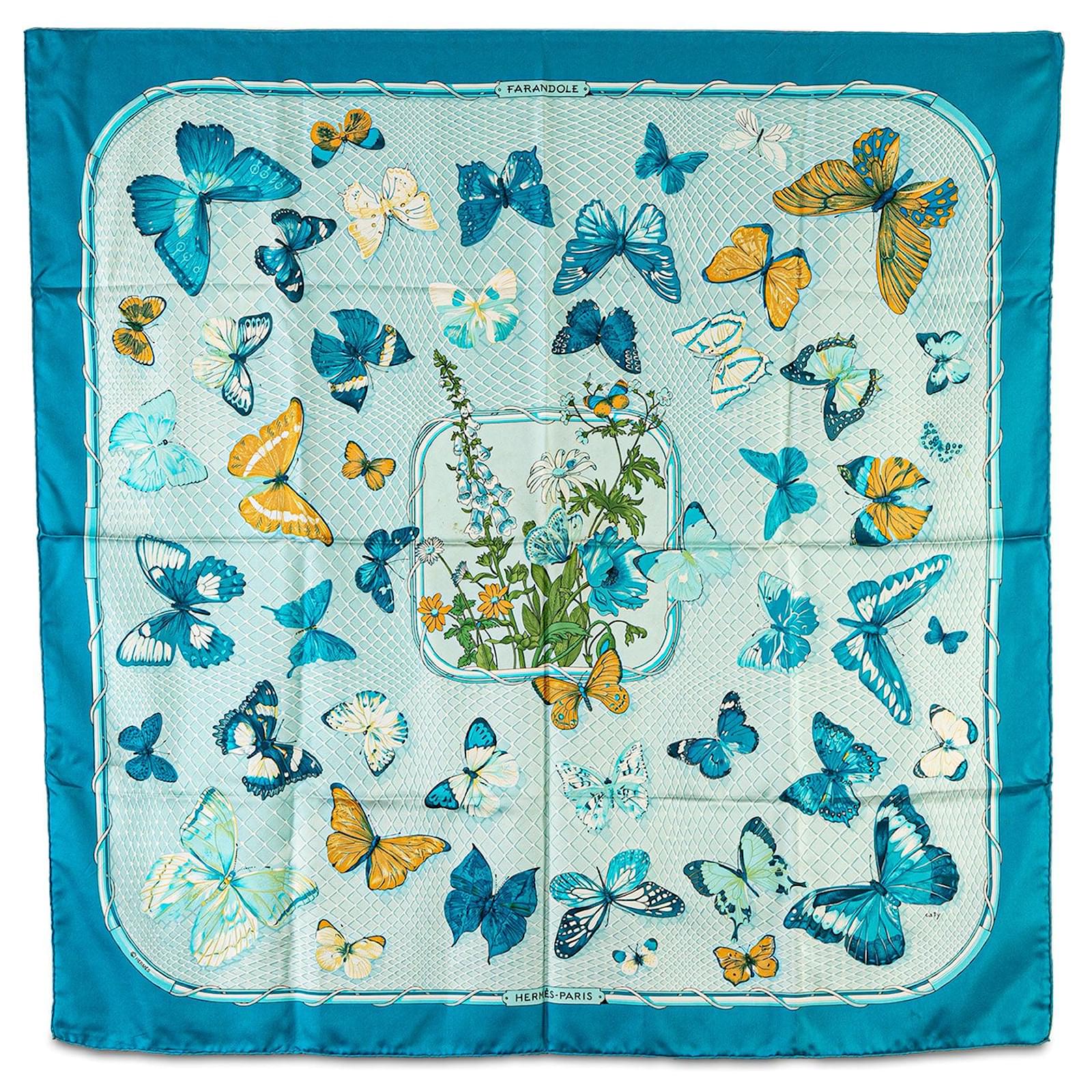Blue Hermès Farandole Silk Scarf Scarves ref.1443955 - Joli Closet