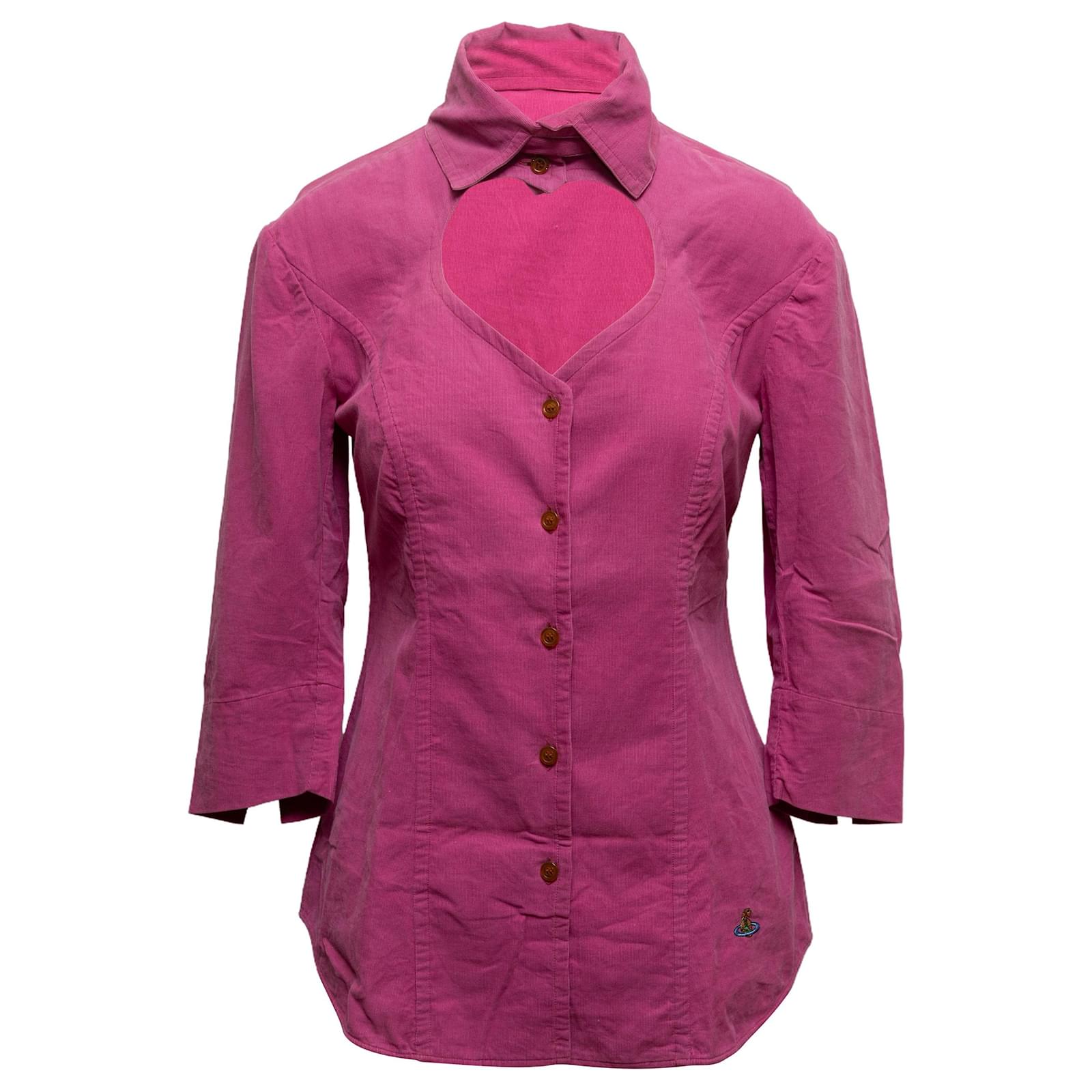 Magenta Vivienne Westwood Corduroy Heart Cutout Button-Up Top Size IT ...