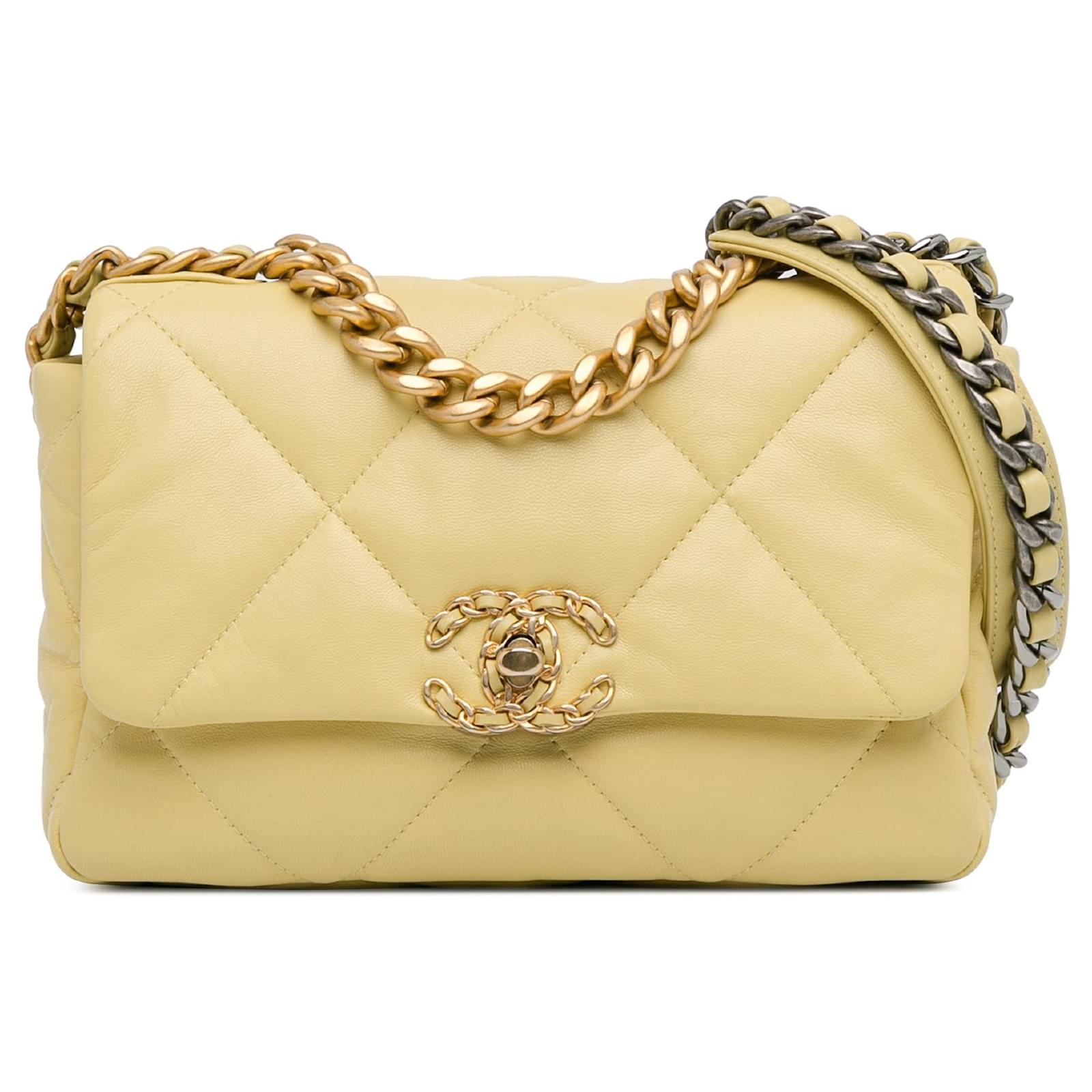 Yellow Chanel Medium Lambskin 19 Flap Satchel Leather ref.1444033 ...