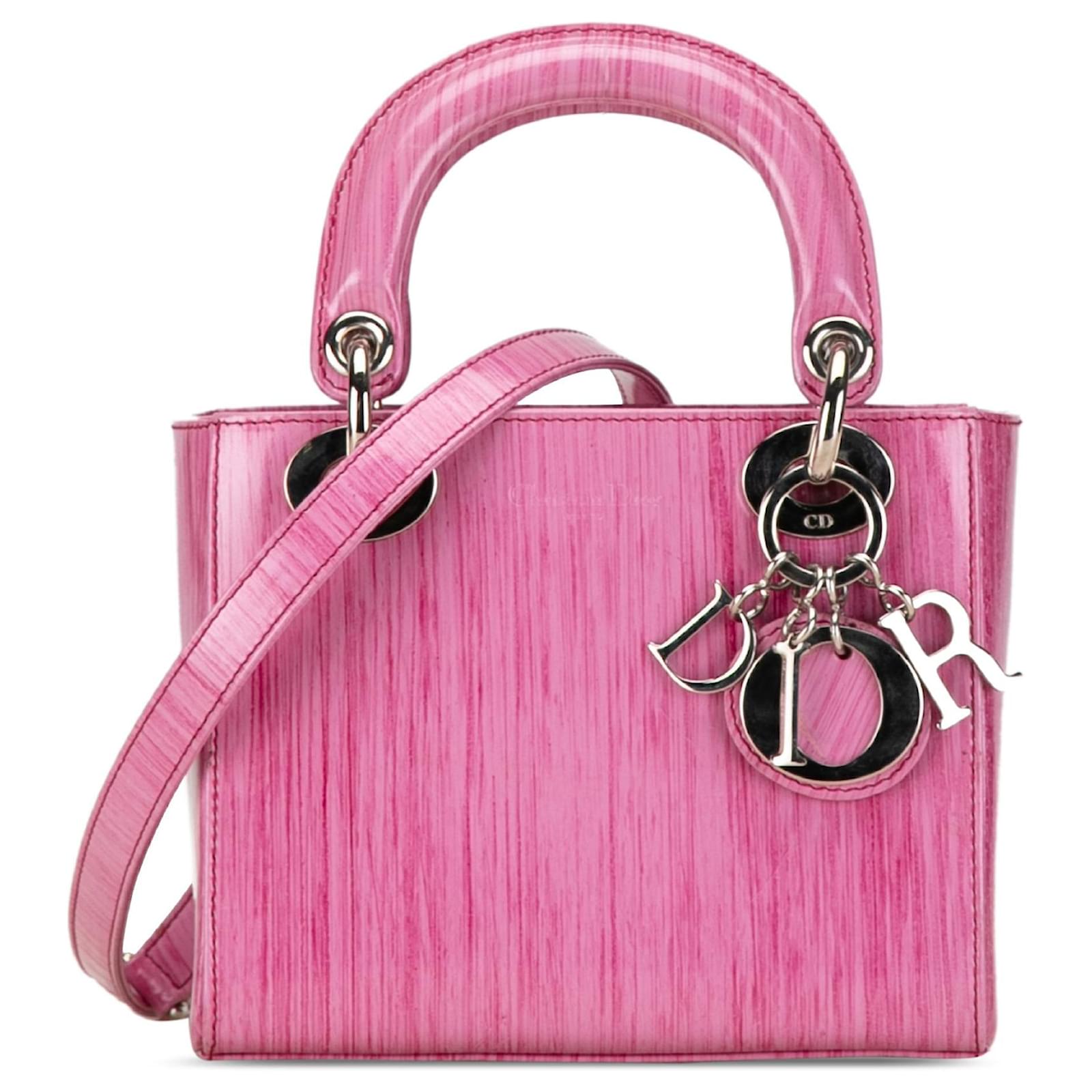 Pink Dior Mini Patent Lady Dior Satchel Leather ref.1444064 - Joli Closet