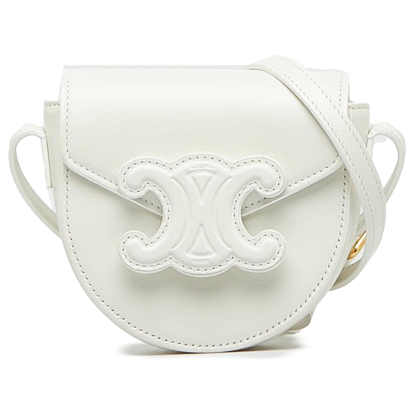 Céline White Celine Mini Cuir Triomphe Besace Bag Leather ref.1444163 ...