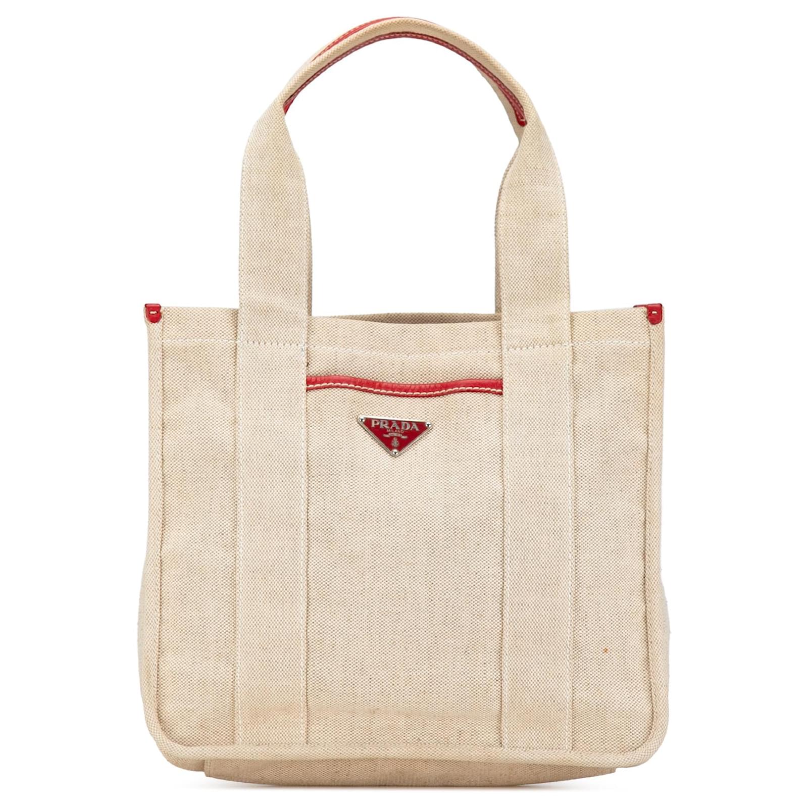 Cream Prada Canvas Tote Cloth ref.1444336 - Joli Closet