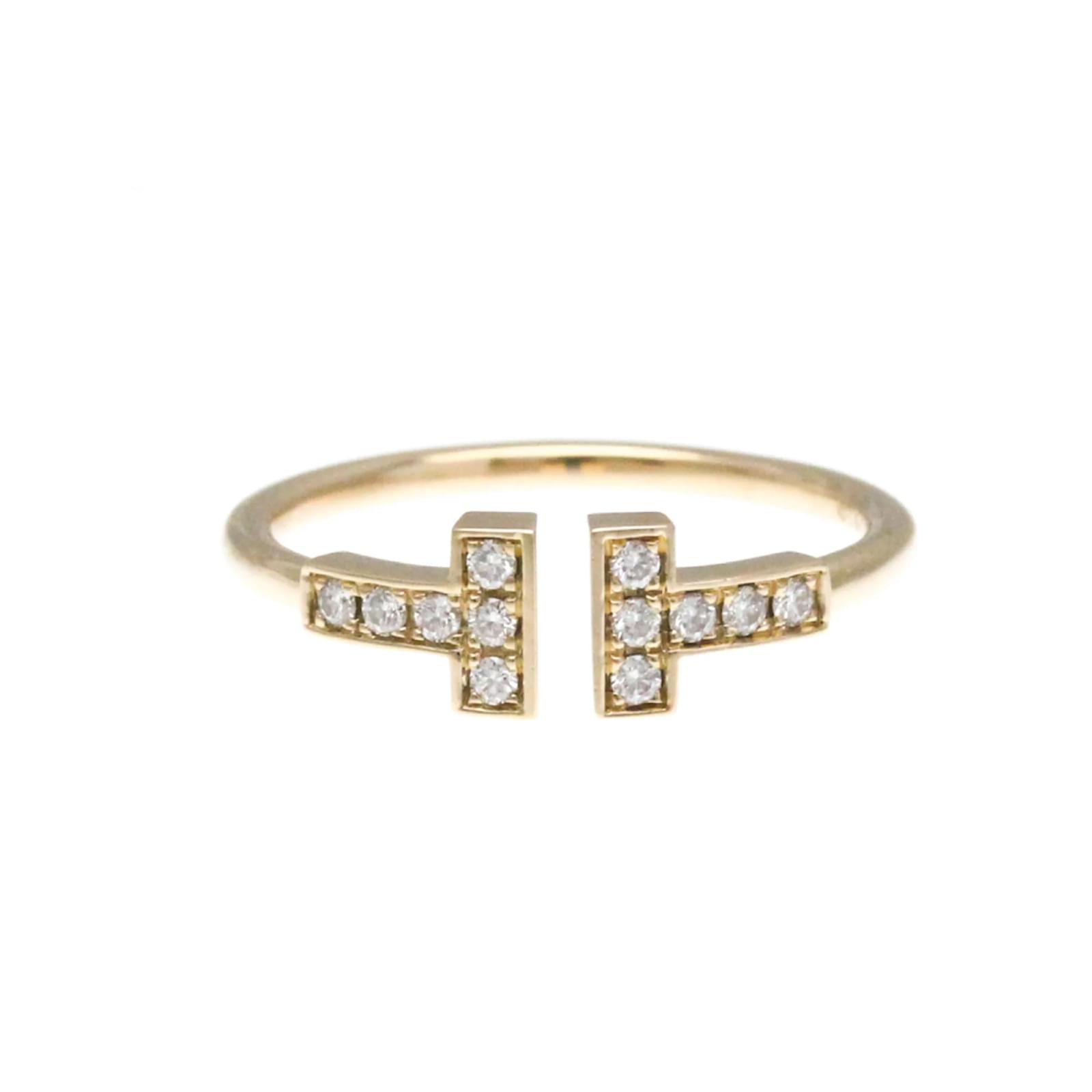 Tiffany & Co Tiffany T Wire Ring in Pink Gold (18K) with Diamond Golden ...