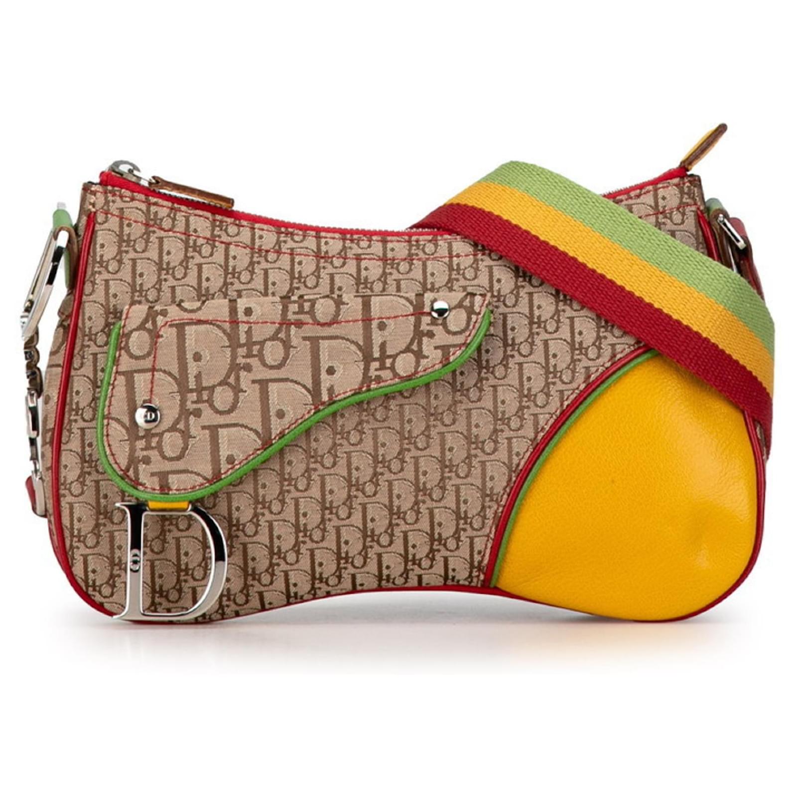 Christian Dior Dior Trotter Saddle Rasta Shoulder Bag Brown Beige ...