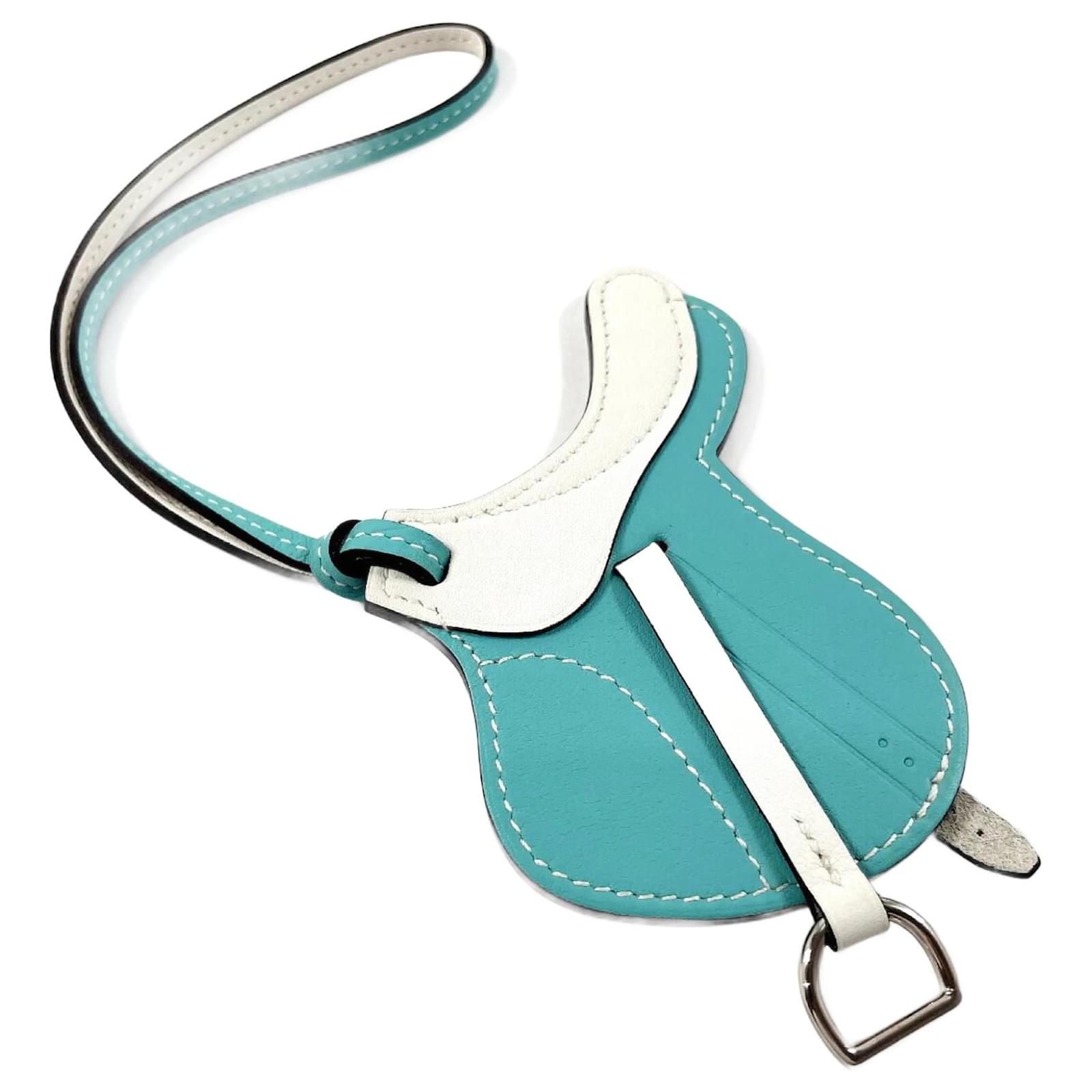 Hermès Hermes Paddock Cell Charm in Swift Leather White Blue ref ...