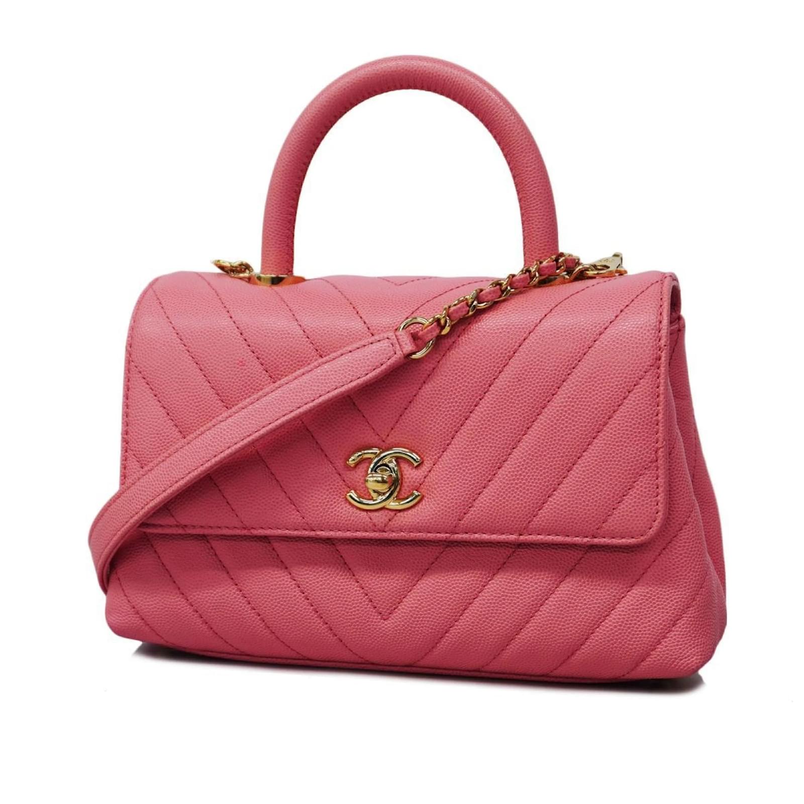 Timeless Chanel Caviar Leather Handbag in Pink with Champagne Gold ...