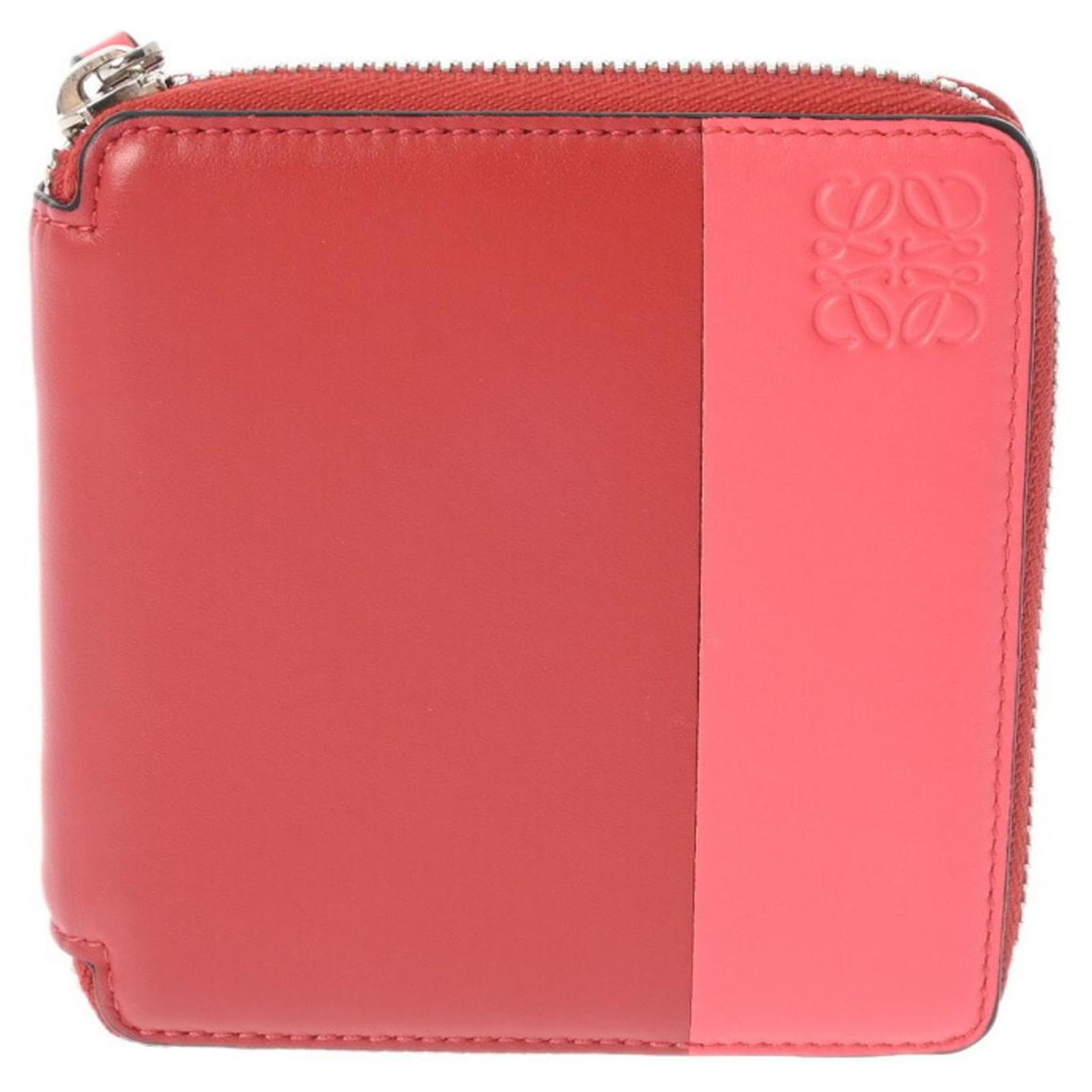 Loewe Compact Bi-Fold Wallet Pink Red Leather ref.1448339 - Joli Closet