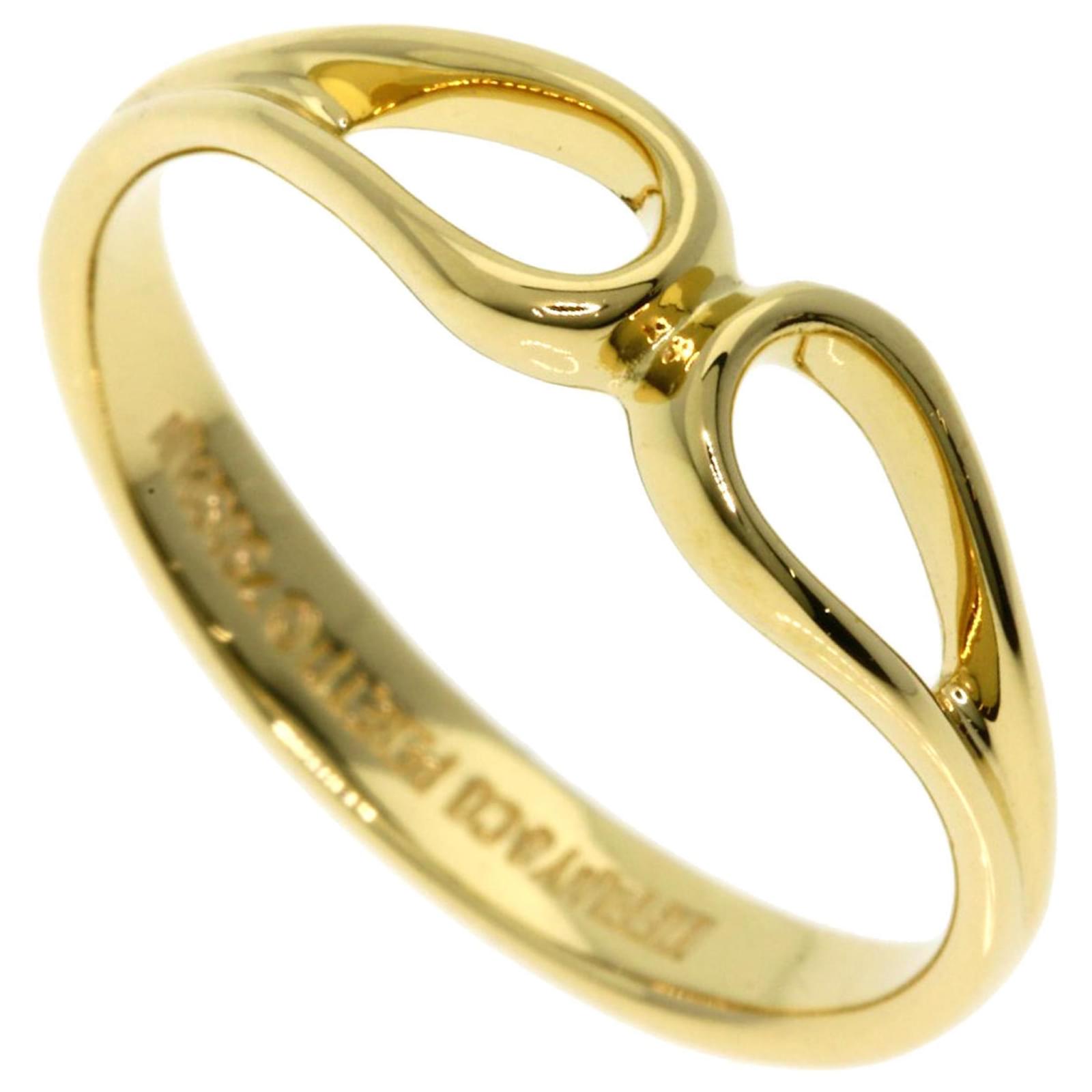 Tiffany & Co Tiffany Open Teardrop Ring in 18K Yellow Gold Golden White ...