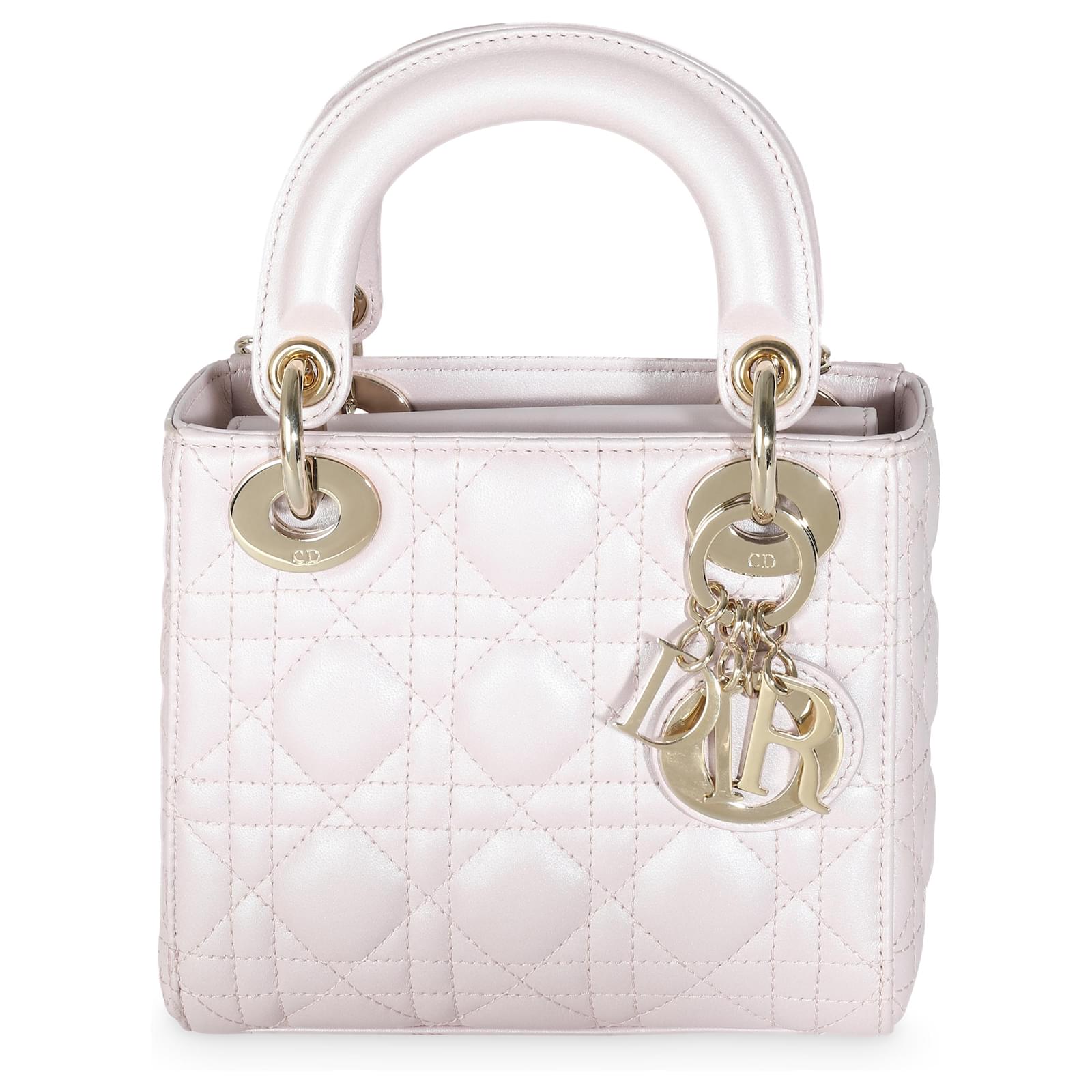 Christian Dior Lotus Pearlescent Cannage Lambskin Mini Lady Dior Pink ...