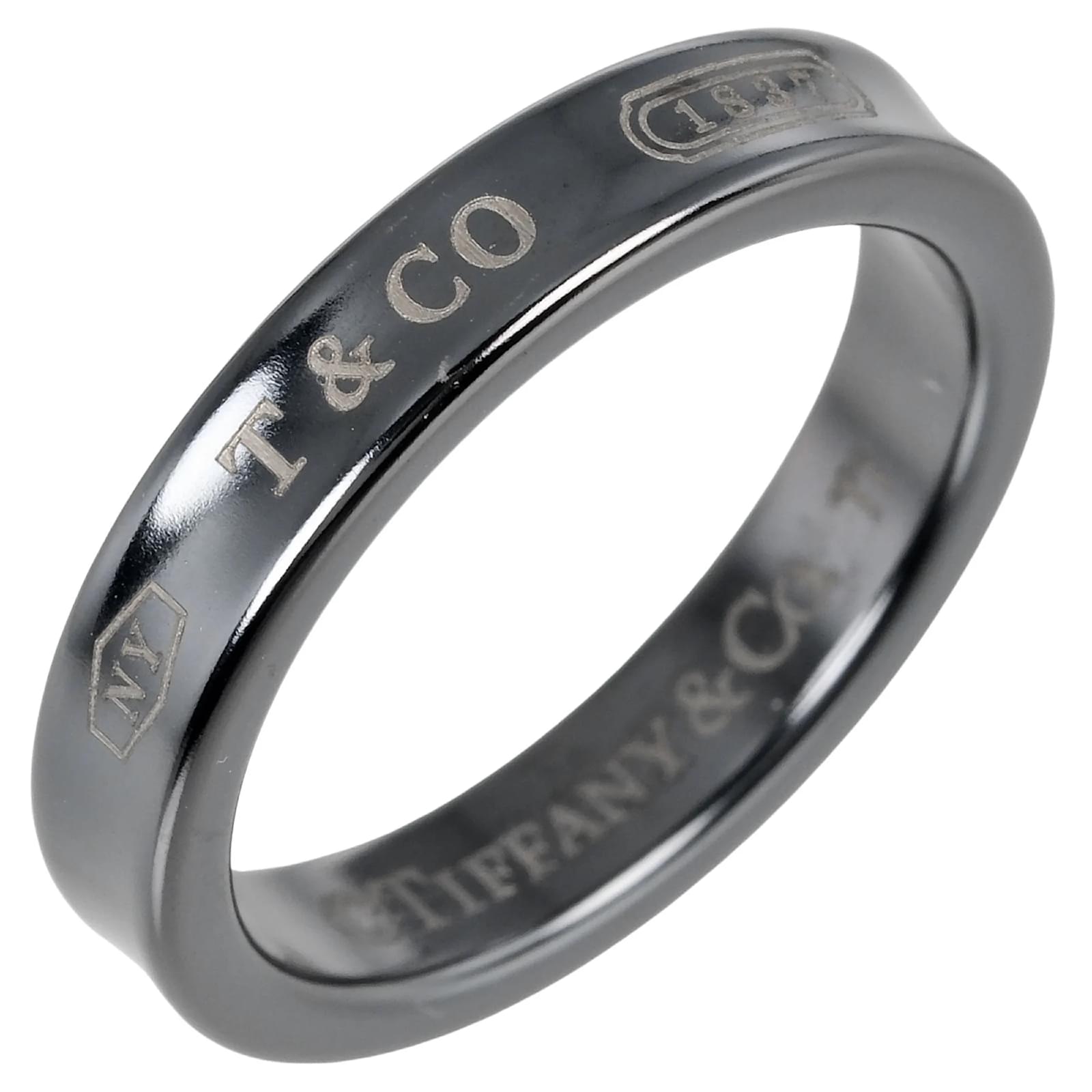 Tiffany & Co. 1837 Narrow Titanium Band Ring Silvery ref.1452691 - Joli ...