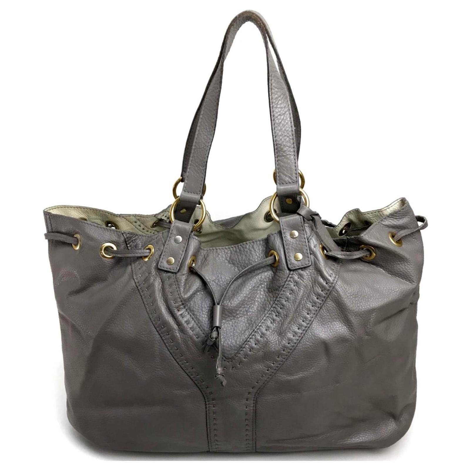 Yves Saint Laurent Gray Leather Tote Bag Brown ref.1454338 - Joli Closet