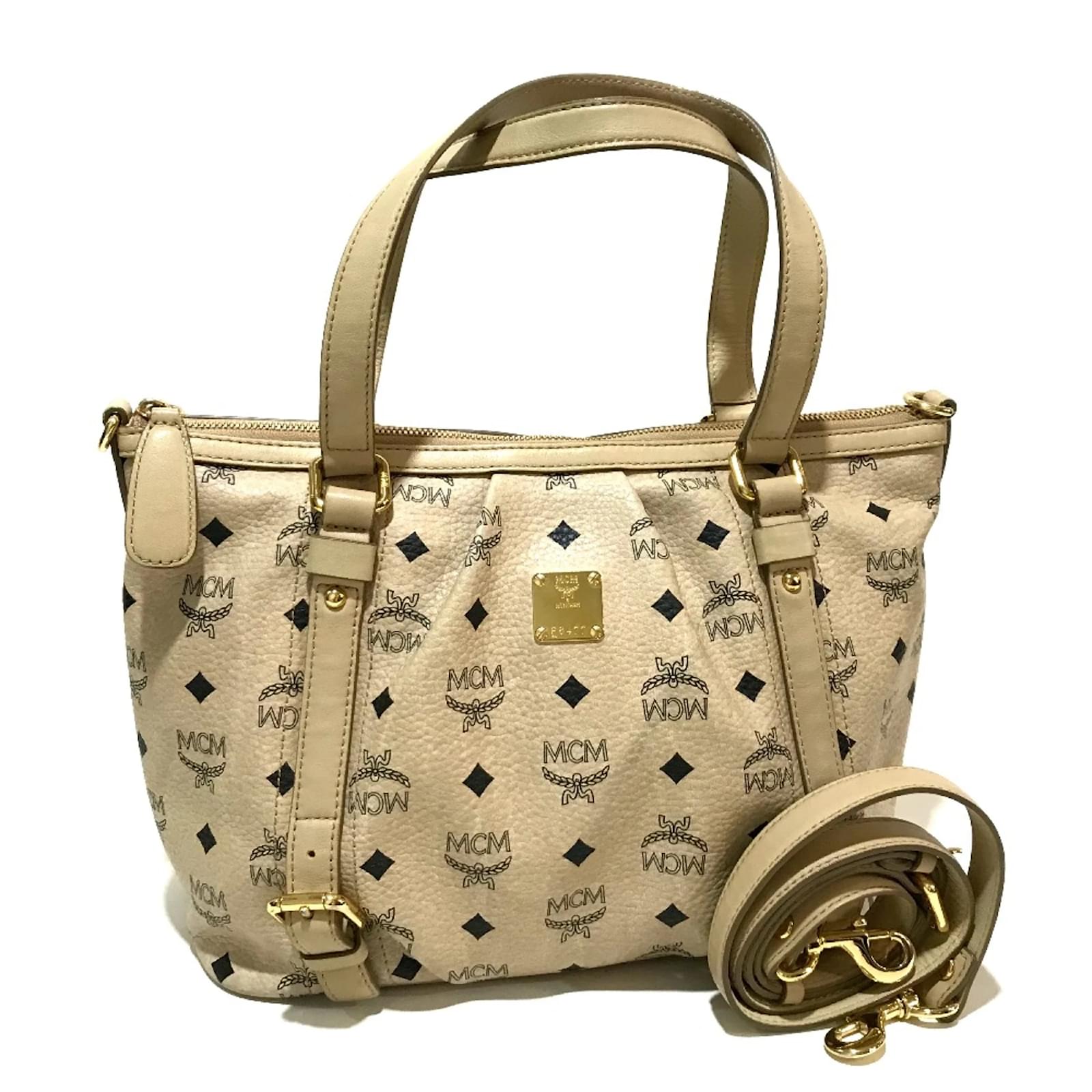 MCM Beige and Black Logogram 2WAY Handbag ref.1454928 - Joli Closet