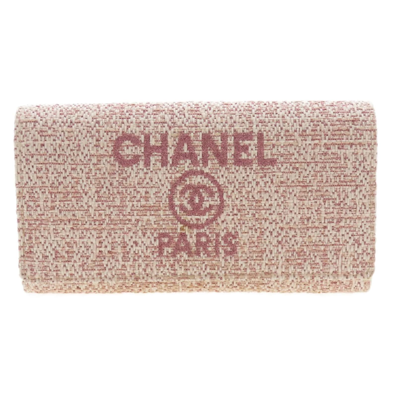 Chanel Coco Mark Long Wallet Pink Leather Tweed ref.1462250 - Joli Closet