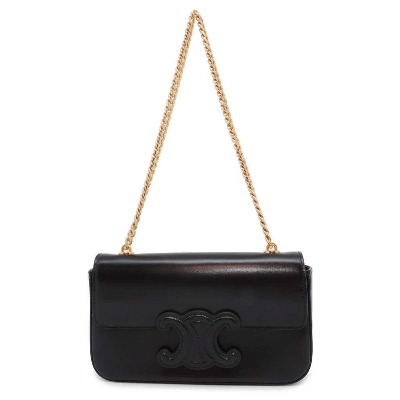 Céline Celine Chain Shoulder Bag in Black Calfskin Leather ref.1463797 ...