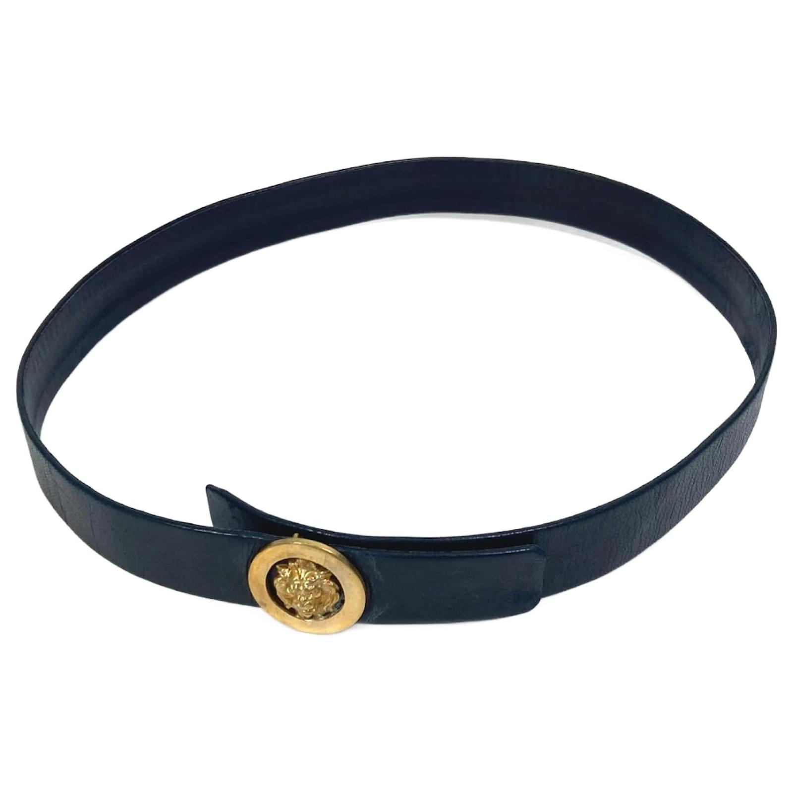 Chanel Vintage Navy Leather Belt Navy blue ref.1465211 - Joli Closet