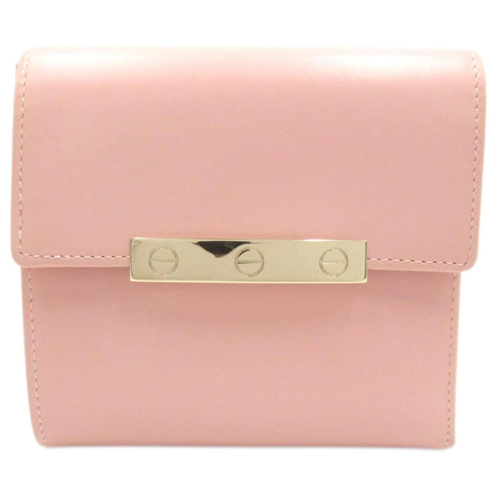 Cartier Pink Leather Tri-Fold Wallet ref.1466157 - Joli Closet